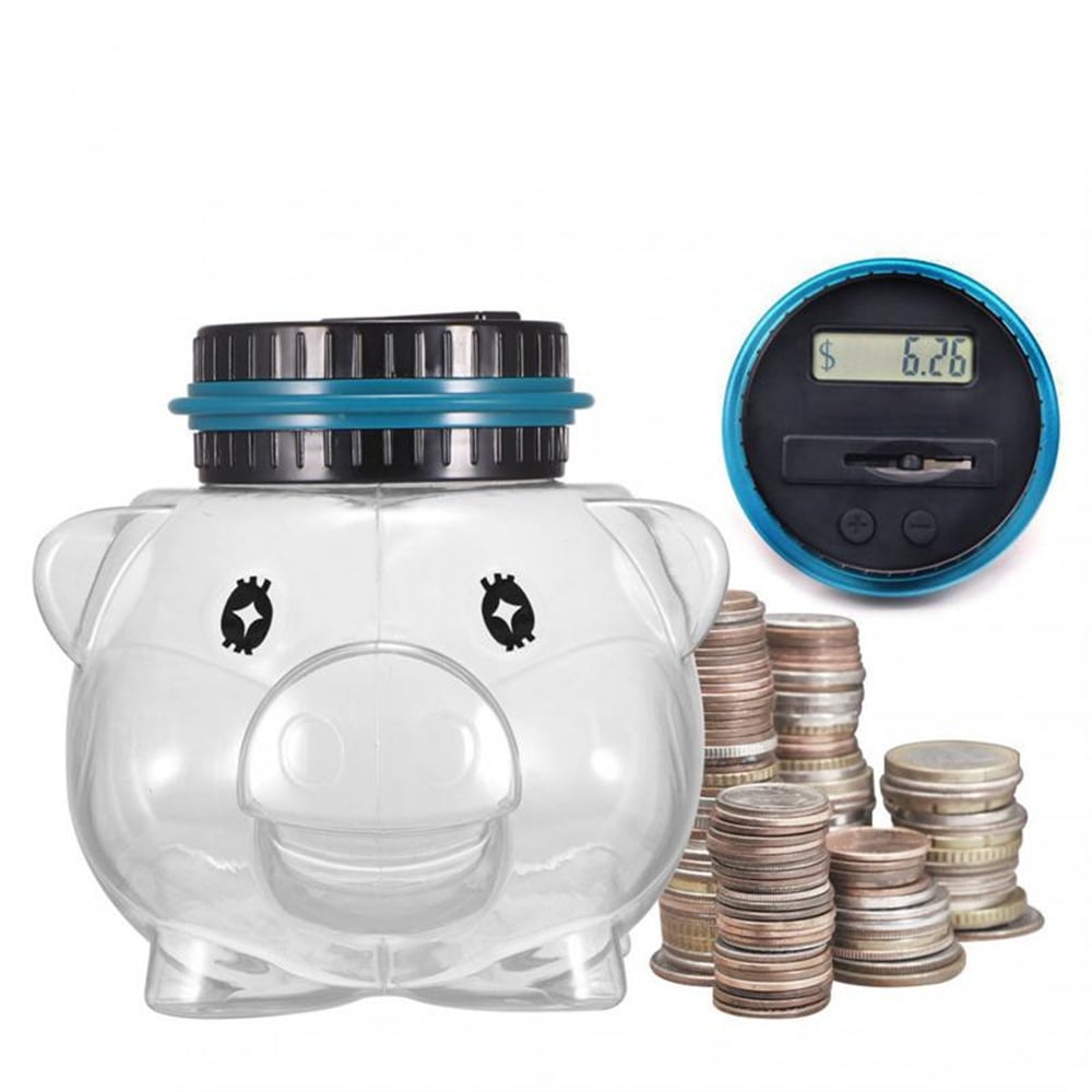 Digital Coin Counter Piggy Bank with LCD Display, Large Capacity for ...
