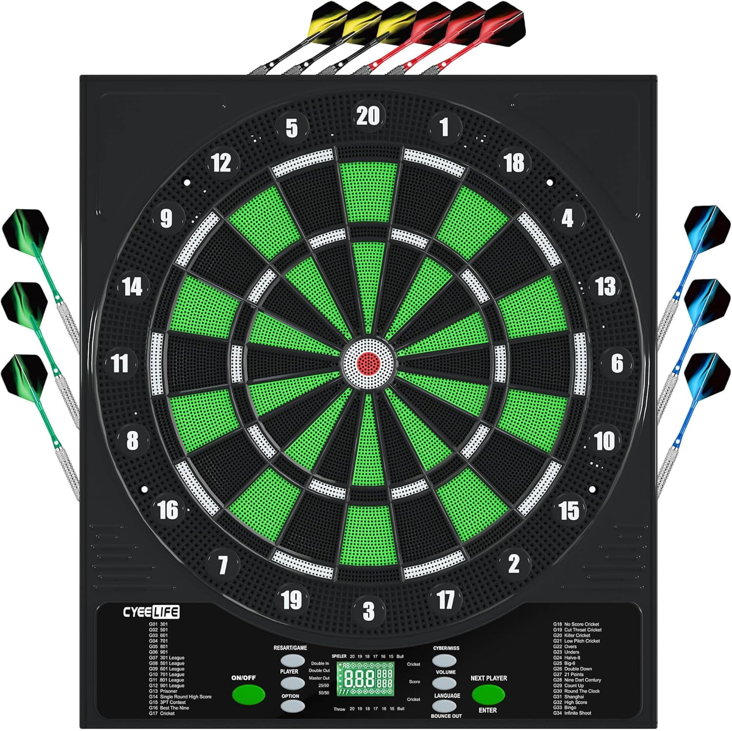 Electronic Dart Board, Soft Tip Dartboard Set, Digital Electric Dart Boards with LED, 12 Darts ...