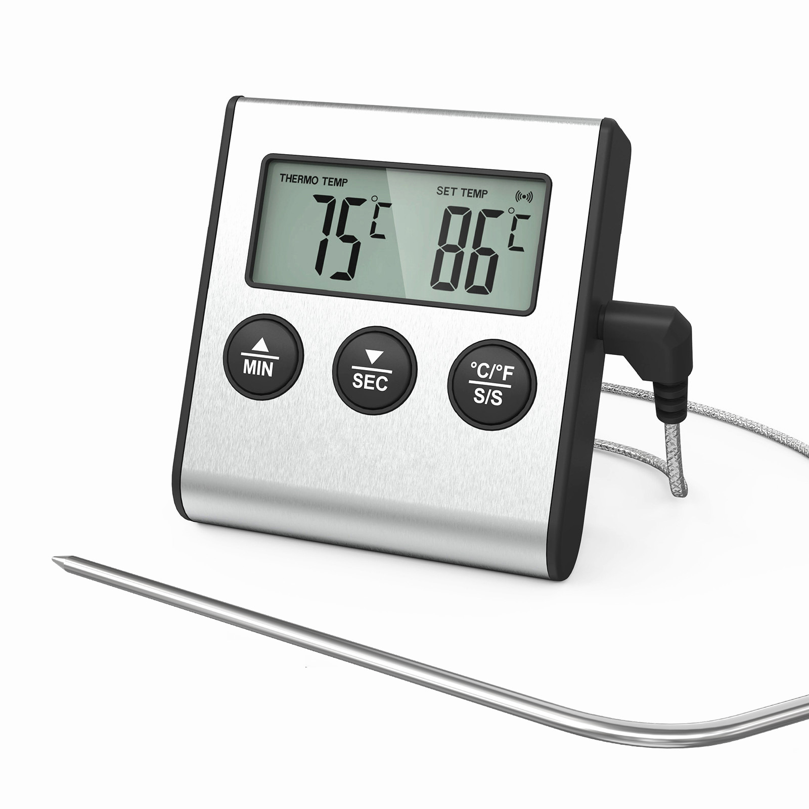 Electronic Digital LCD Food Thermometer Probe BBQ Meat Water Oil ...