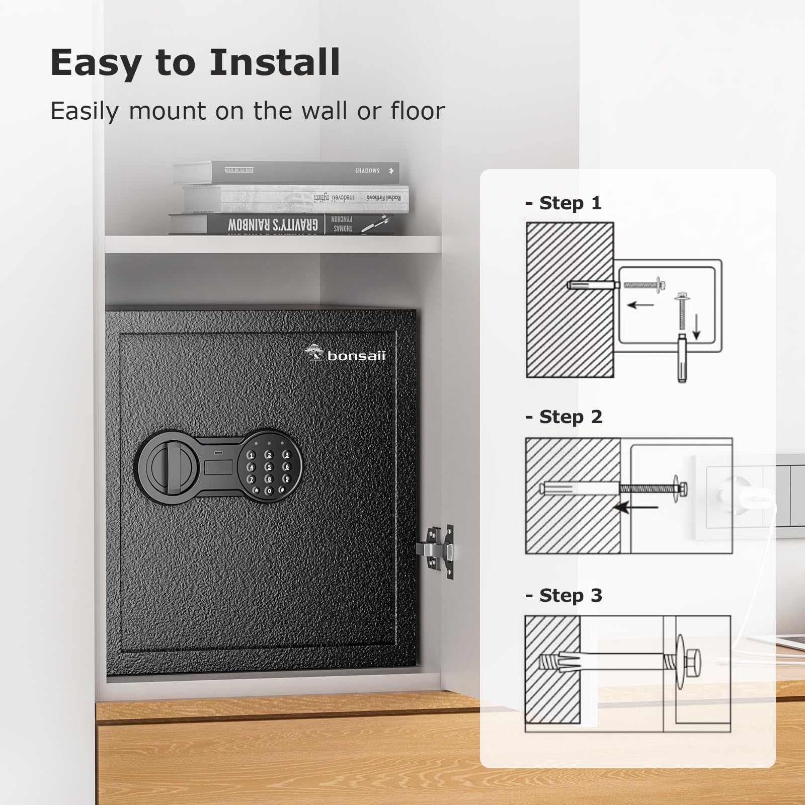 Electronic Digital Safe Box for Home Office, 1.2 Cubic Feet Steel ...