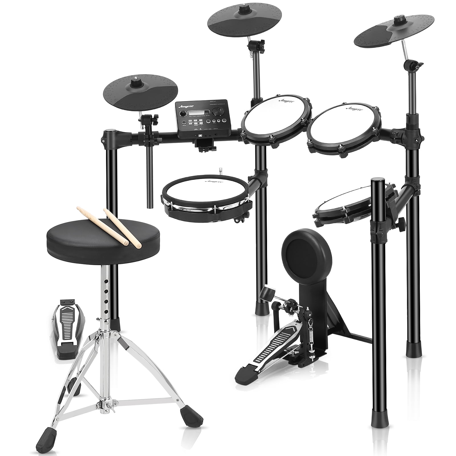 Electronic Drum Kit with Quiet Mesh Pads, Includes 5 Drum, 3 Cymbals ...