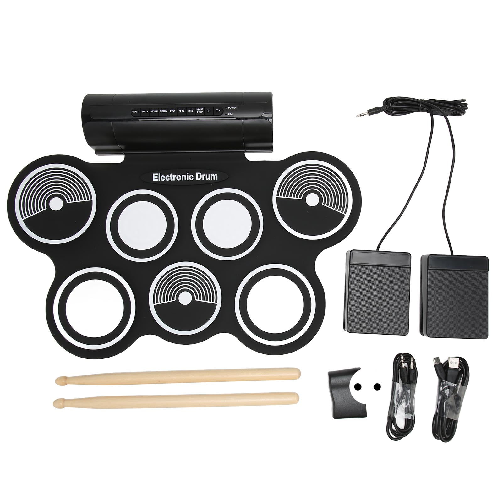 Electronic Drum Set 7 Pads Dual Speakers Stereo Surround Sound Portable ...