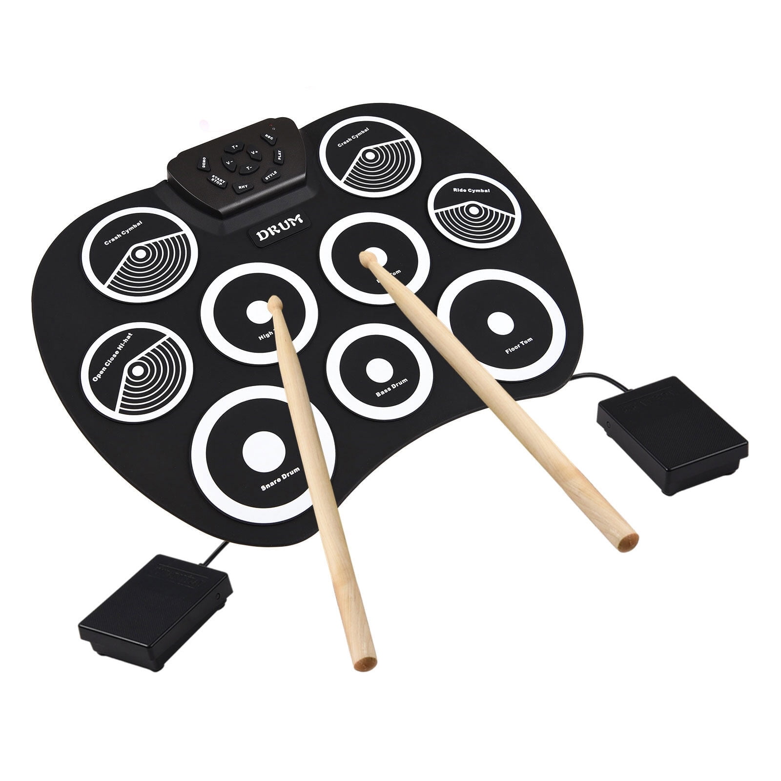 Electronic Drum Set Hand Roll Drum Set 9 Pads MIDI Interface Supports ...