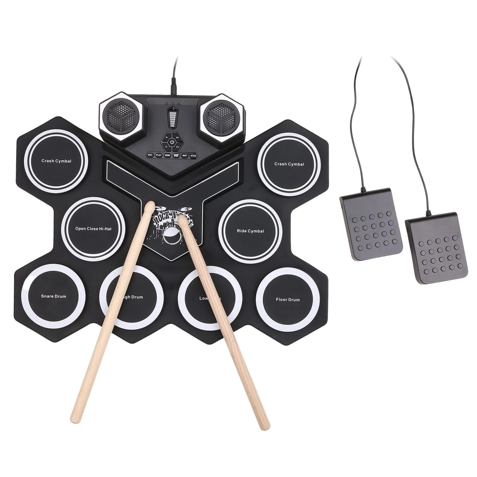Electronic Drum Set, Portable Tabletop Electric Drum Kit with Build-in ...