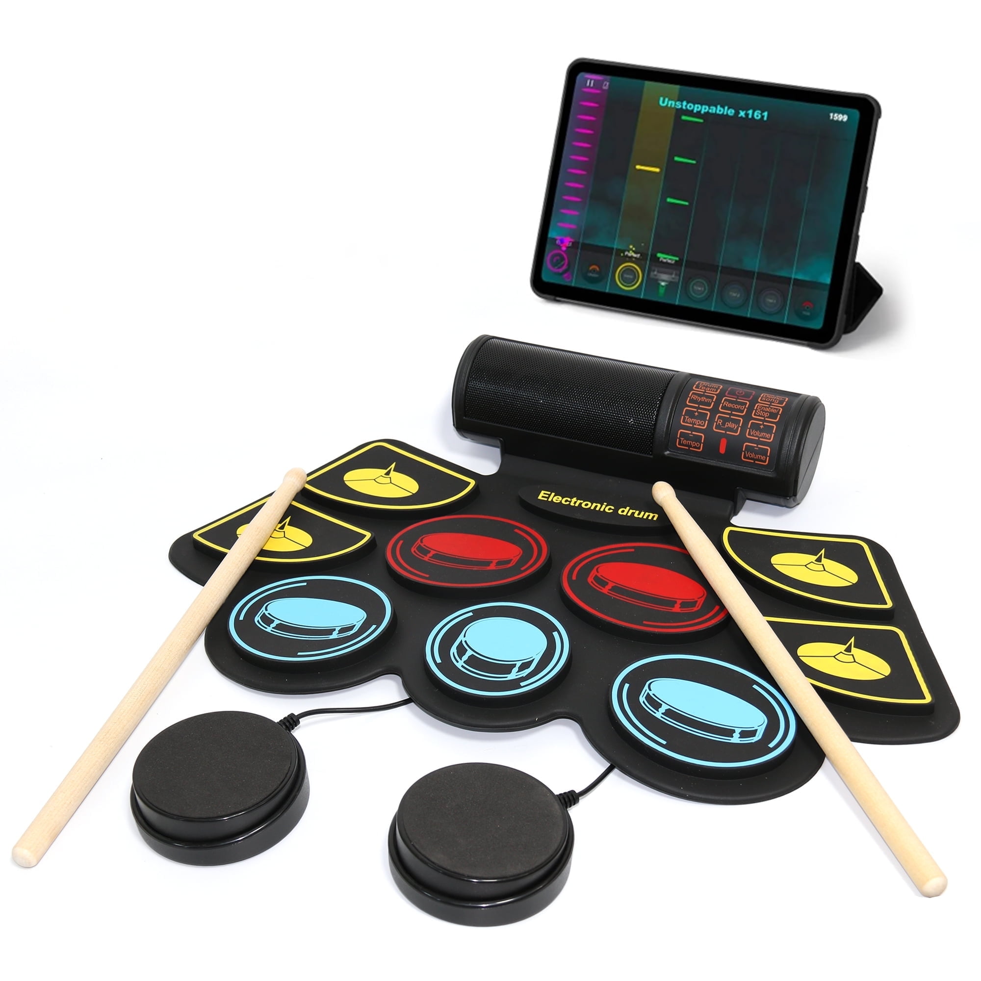 Electronic Drum Set Practice 9 Pads With Stand,Music Recording,Light Up ...