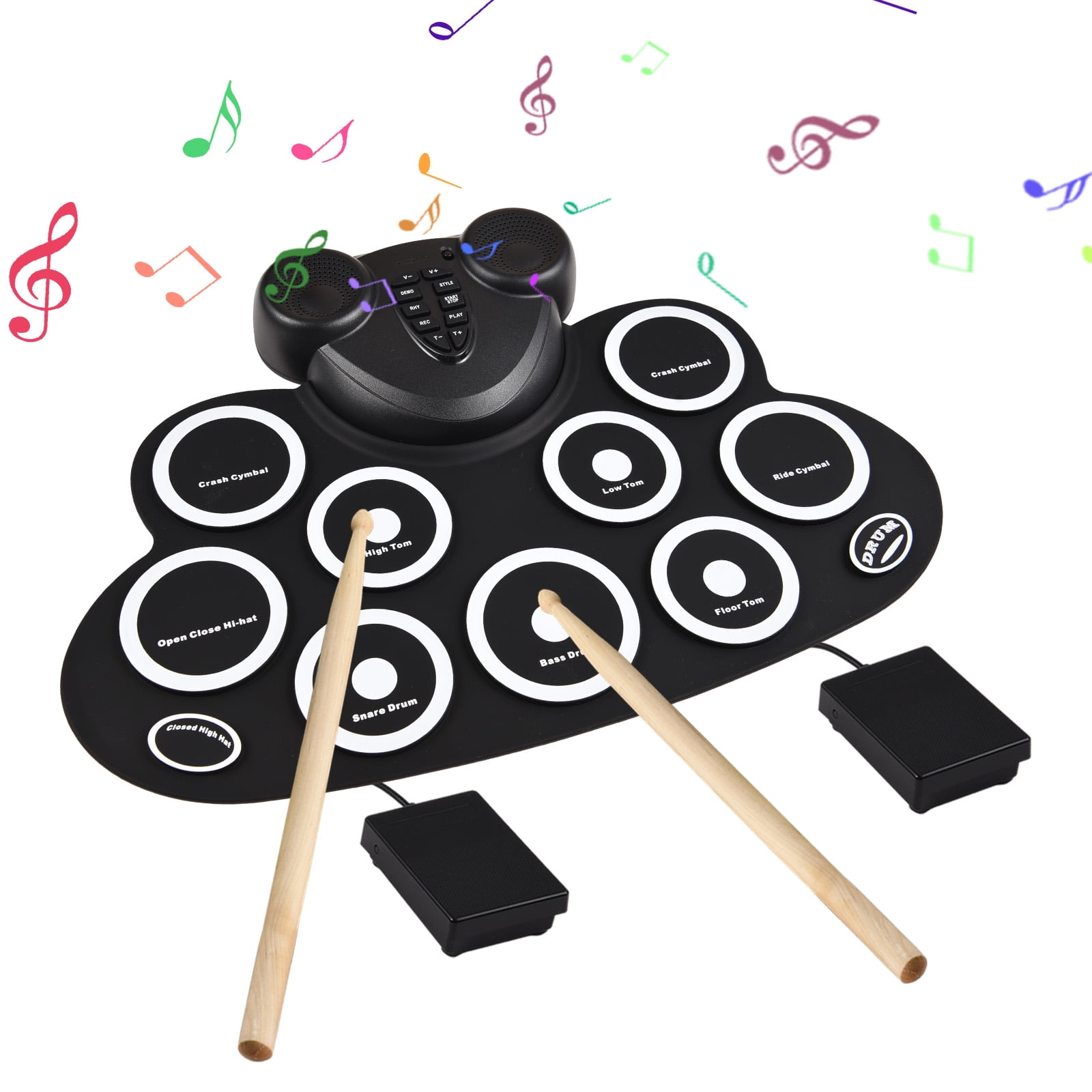 Electronic Drum,Set With Drumsticks Pad Drum Kit Drumsticks Pedal 9 ...
