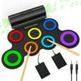 Electronic Drum Set for Kids, 7 Roll-up MIDI Drum Kit with 2 Speakers ...