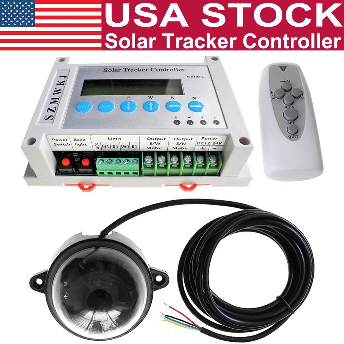 Electronic Dual Axis Solar Panel Sunlight Tracking System Tracker LCD ...