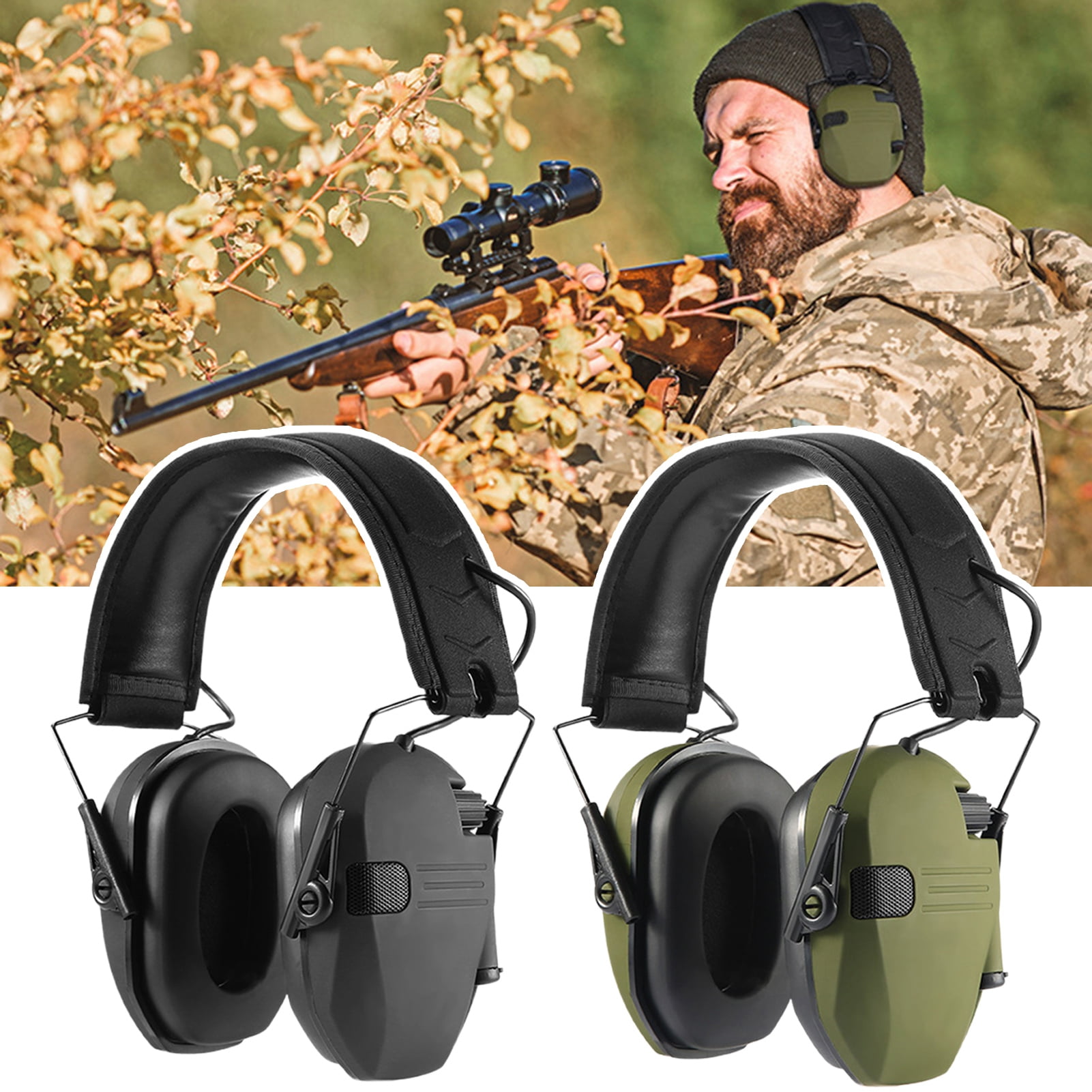 Electronic Earmuffs For Shooters And Hunters w/Gel Ear Pads, 24dB NRR ...