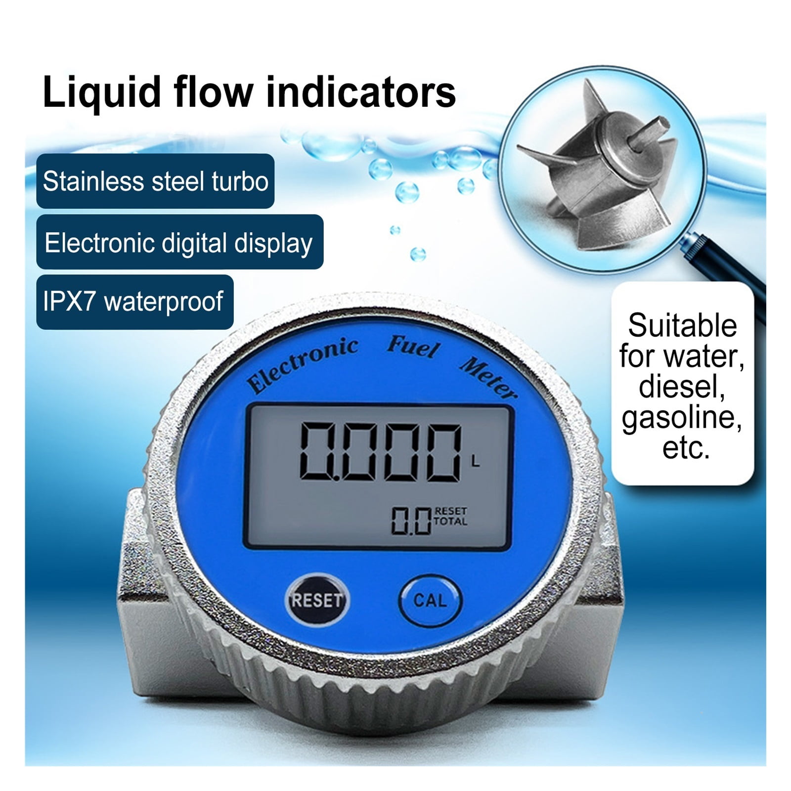 Electronic Flow Meter Stainless Steel Turbo Flowmeter Gasoline Methanol ...