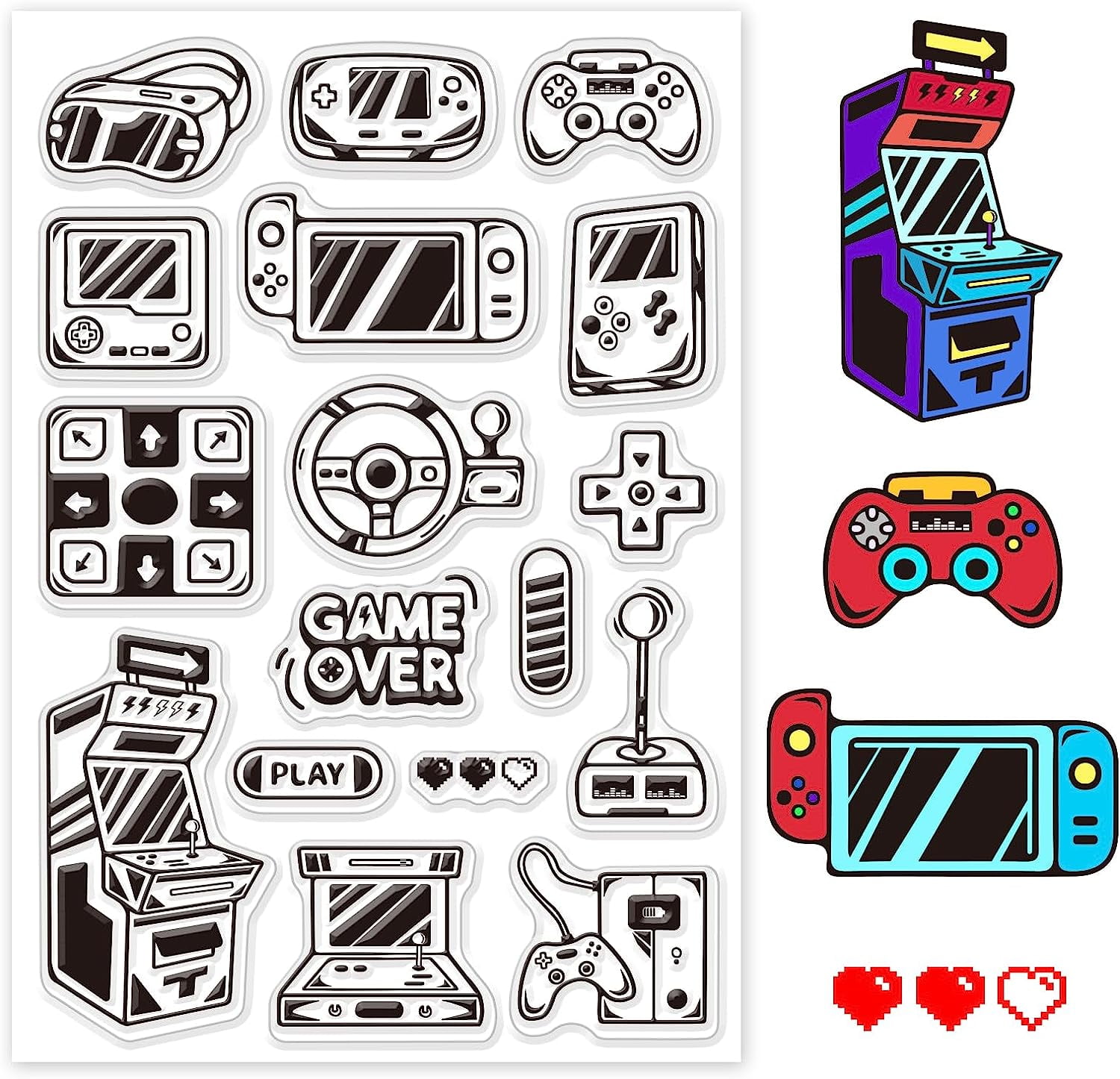 Electronic Game Clear Stamp Silicone Stamp Game Machine Rubber Stamps ...