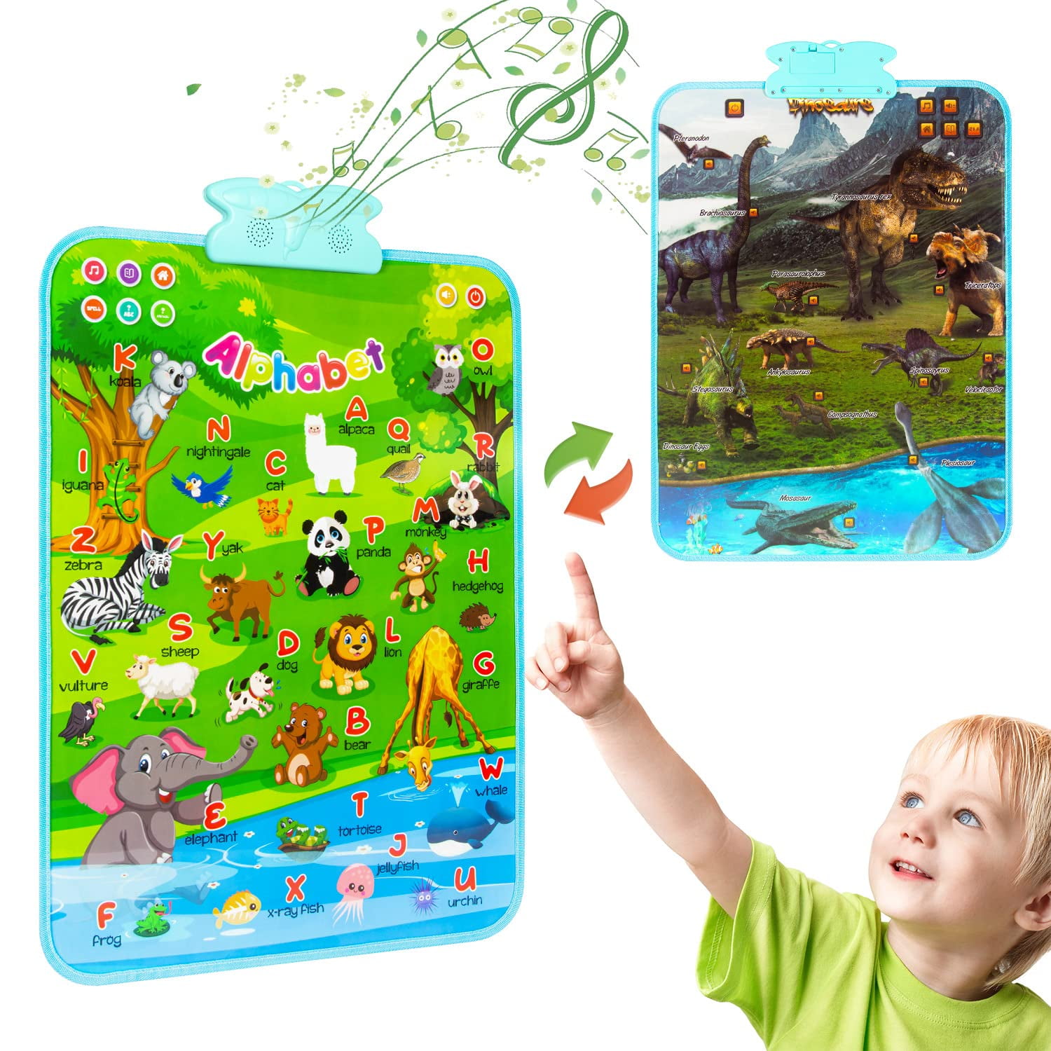 Electronic Interactive Alphabet and Dinosaur Wall Chart 2-in-1 Talking ...