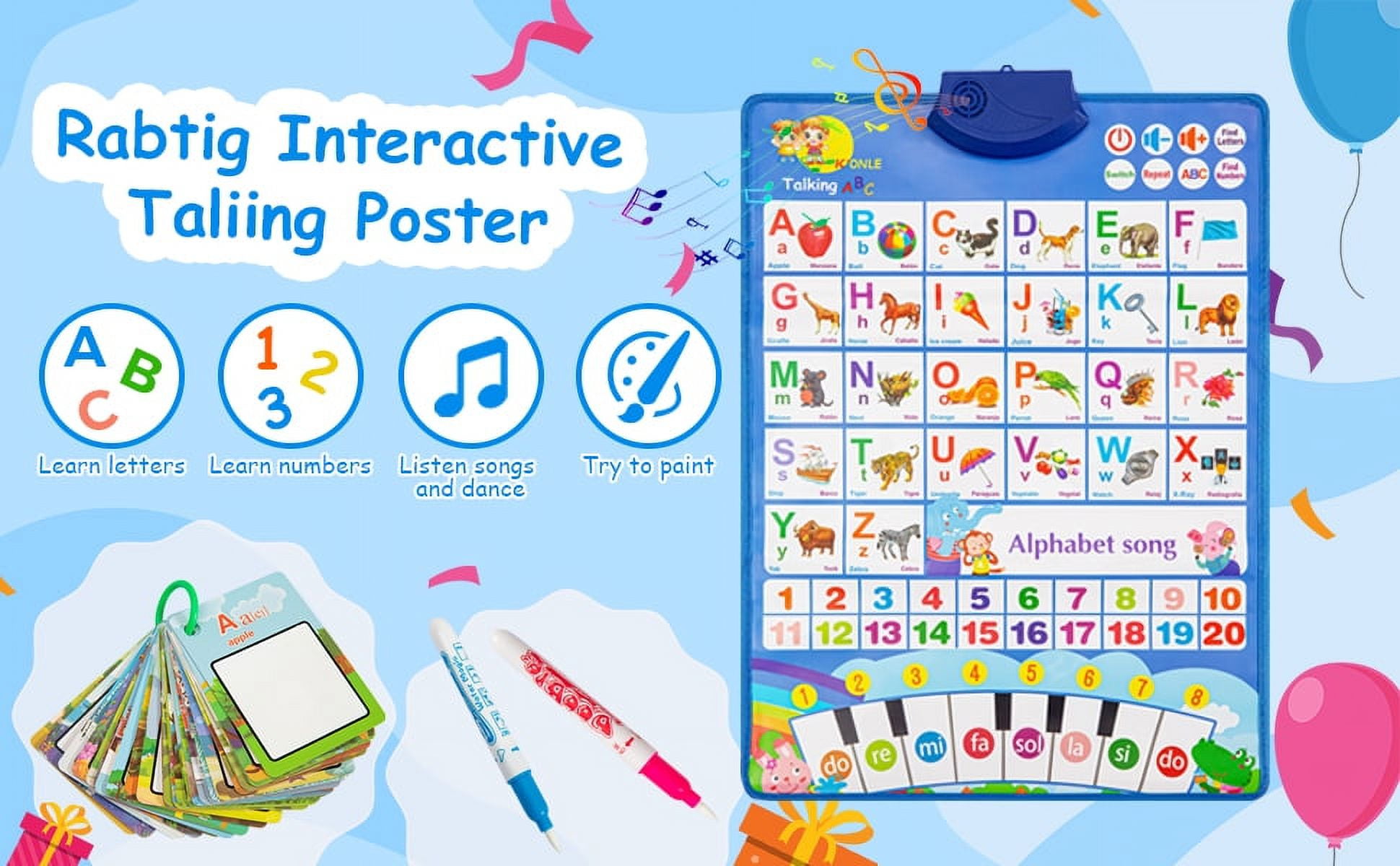 Electronic Interactive Alphabet Wall Chart and 26 Water Painting Cards ...