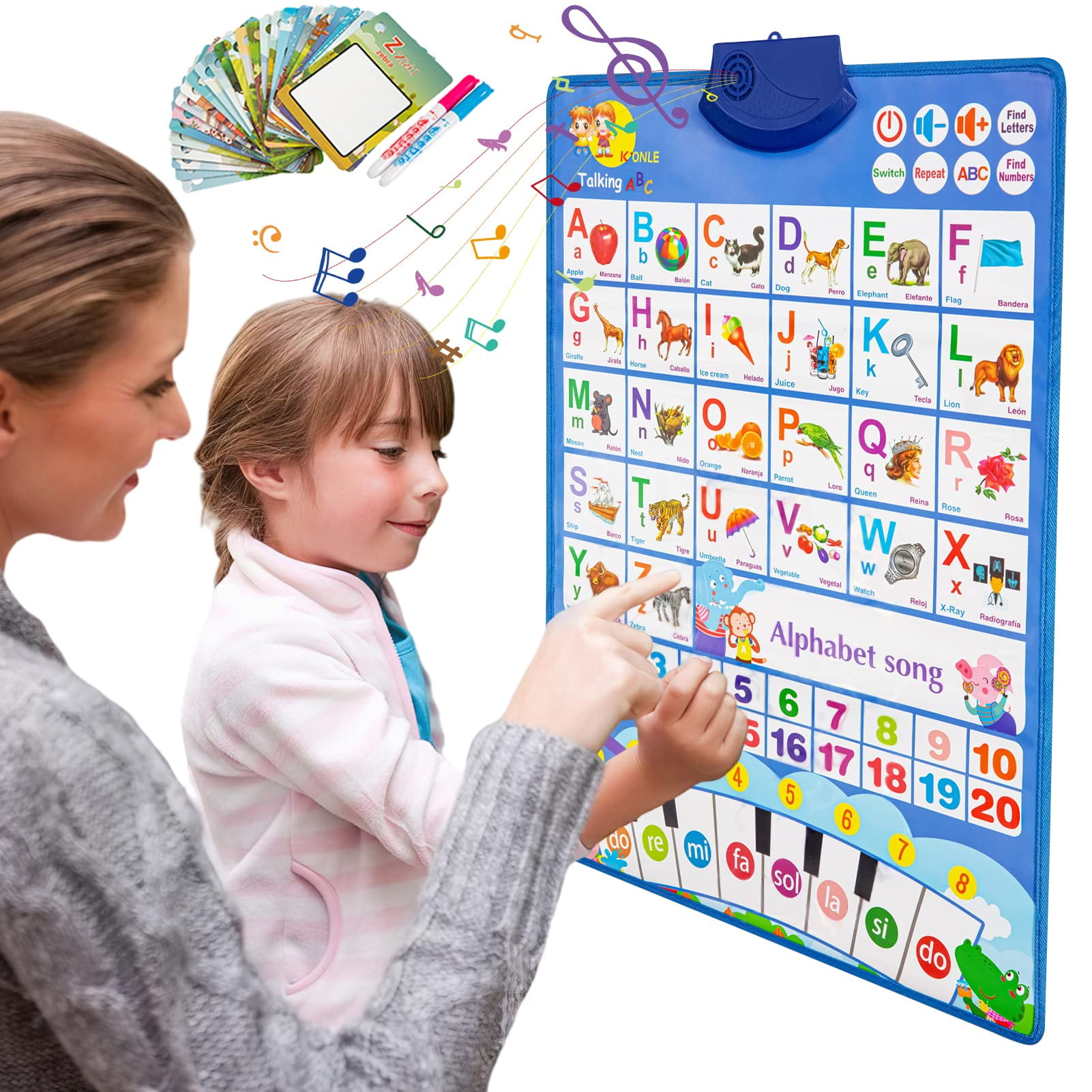 Electronic Interactive Alphabet Wall Chart and 26 Water Painting Cards ...
