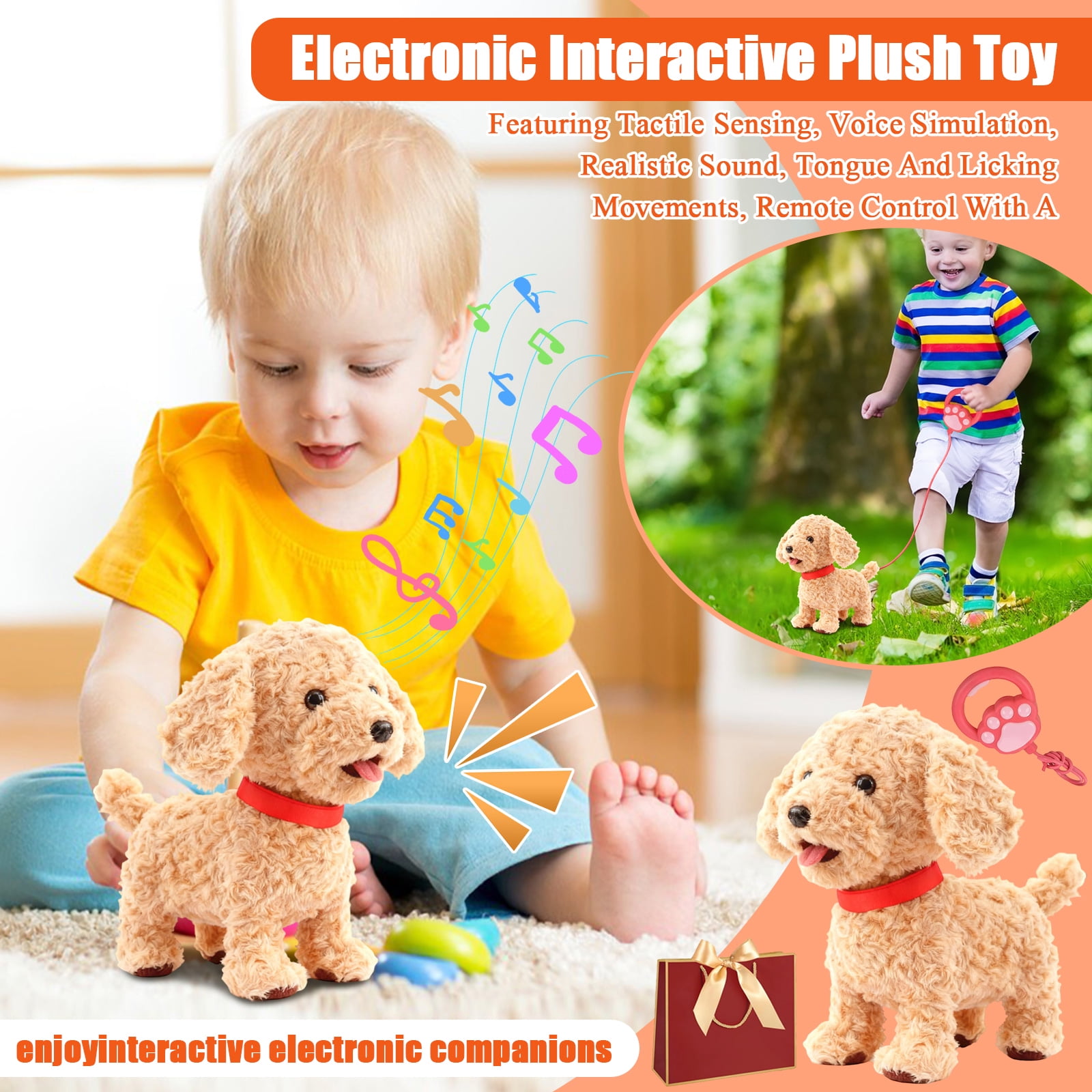 Electronic Interactive Plush Toy For Puppies, Tactile Sensing & Voice ...
