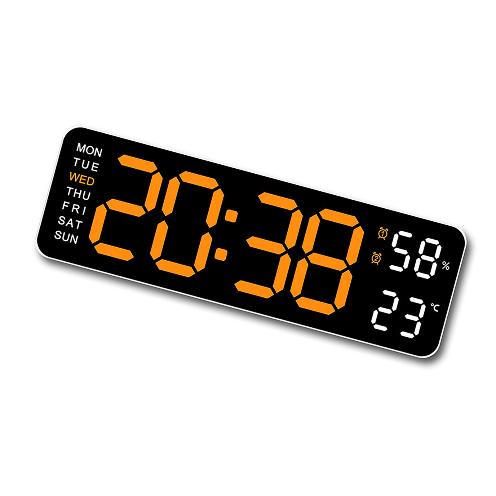 Electronic LED Wall Clock with Time Temperature Date Week Display and 2 ...