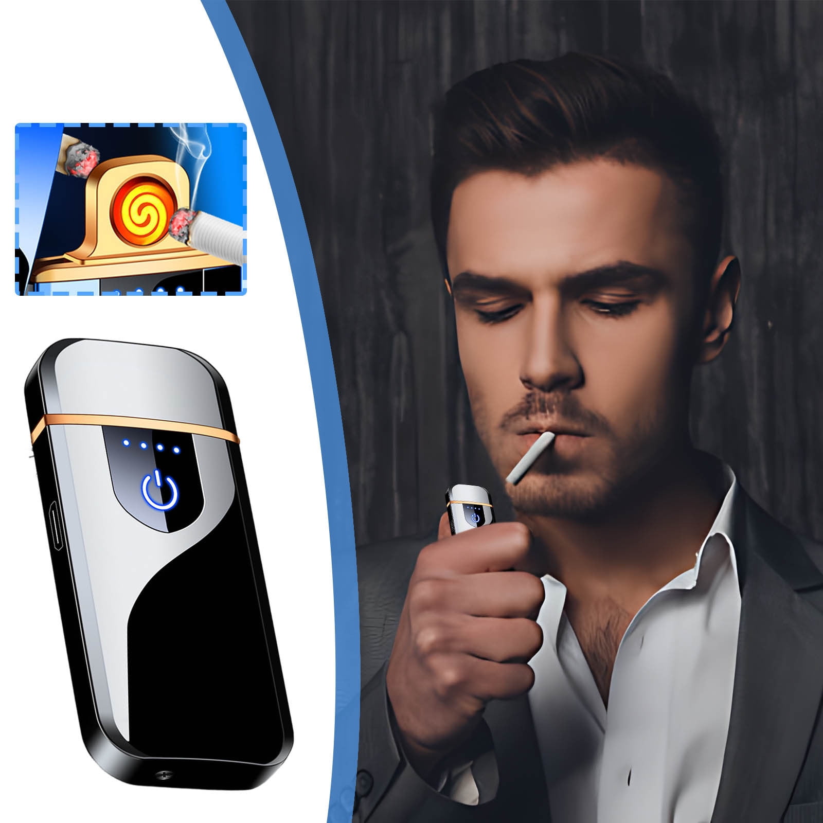 Electronic Lighter, Windproof USB Rechargeable Slim Coil Lighter with ...
