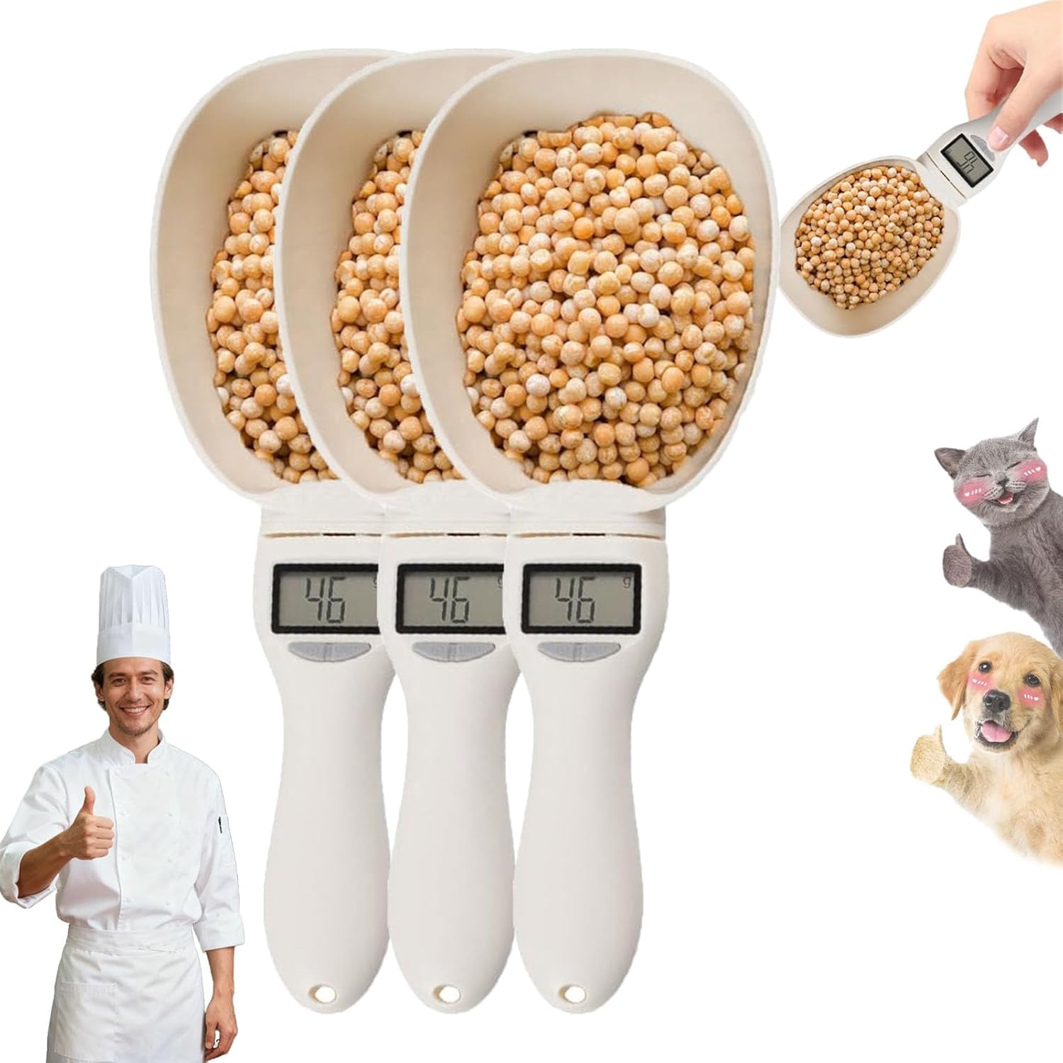 Electronic Measuring Cup - All-in-One Spoon & Digital Scale, Easy-Read ...