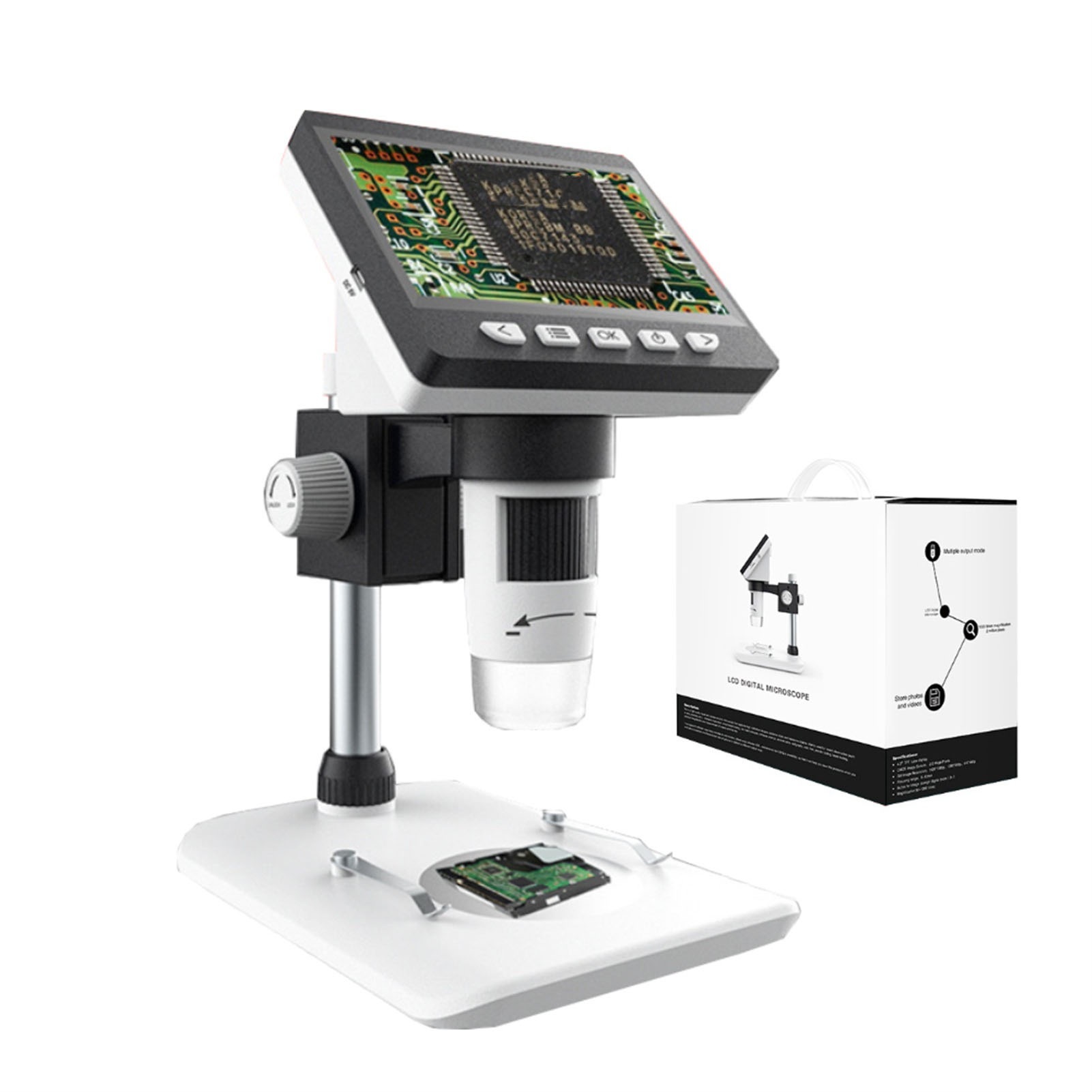 Electronic Microscope,1000X 2.0MP Display 4.3" HD LCD Soldering USB ...