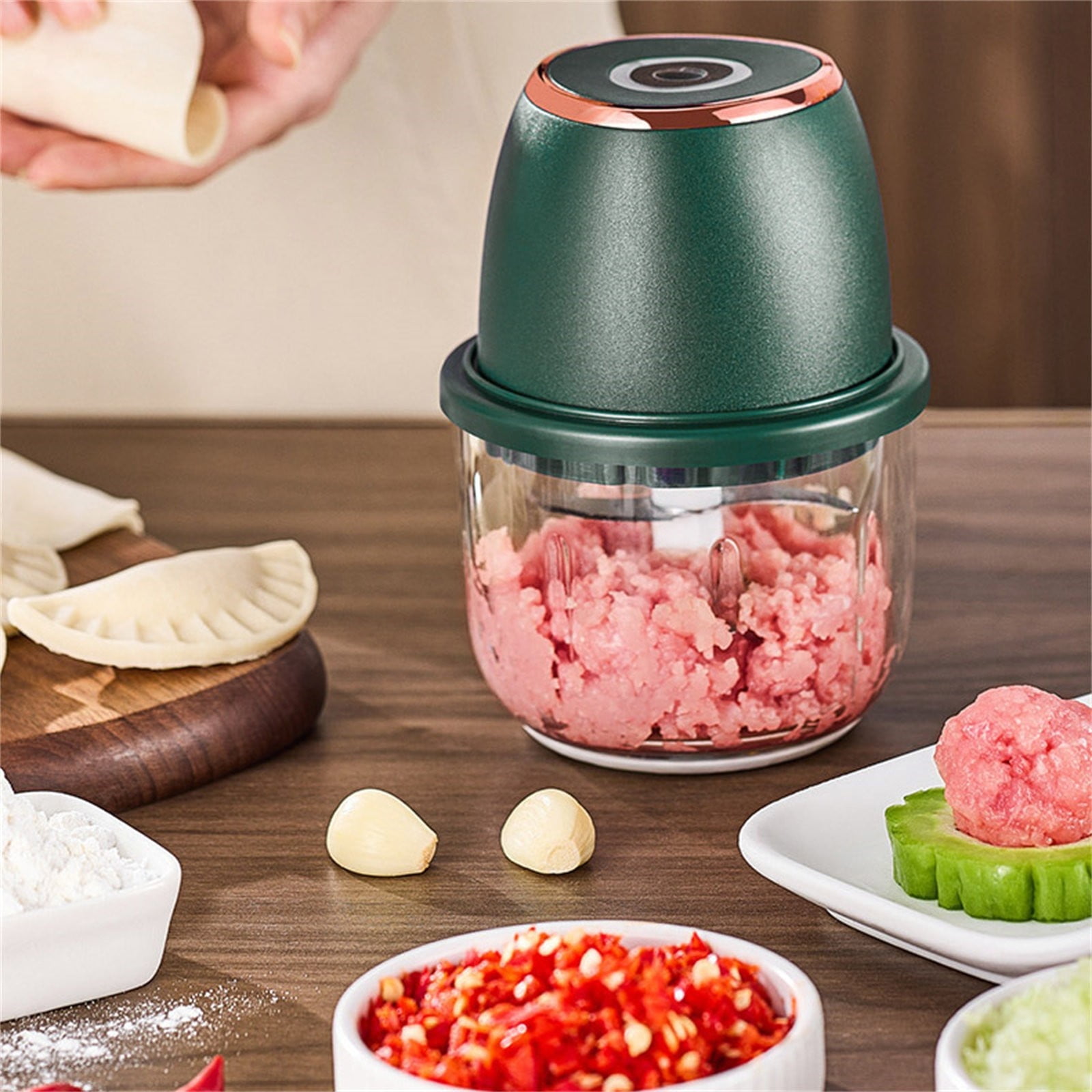 Electronic Mini Food Slicer Garlic Chopper Small Vegetable Processor ...