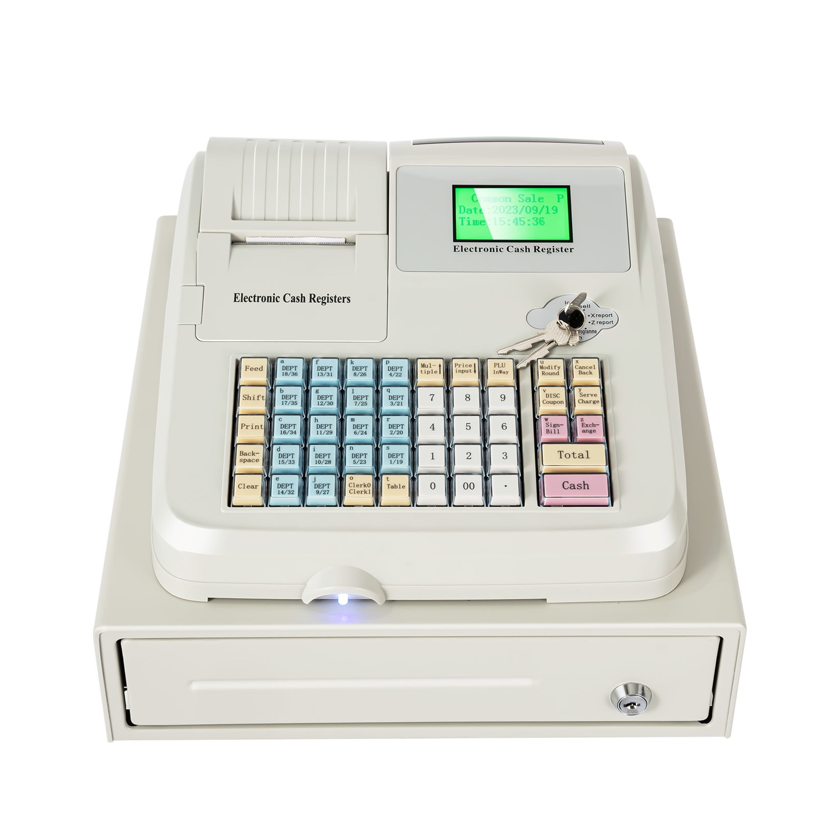 Electronic POS Syetem Cash Register, 48 Keys 8 Digital LED Display with ...