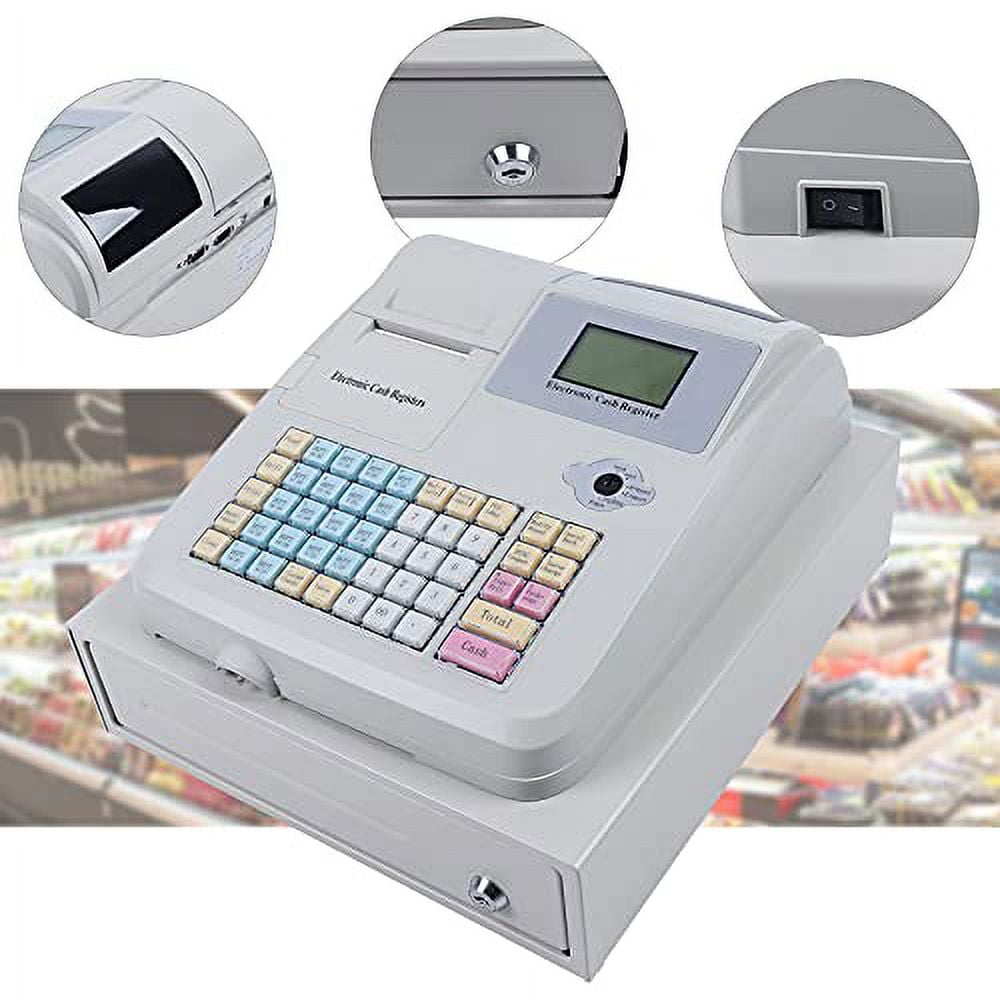 Electronic POS System Cash Register with 48 Keys,8 Digital LED Cash ...