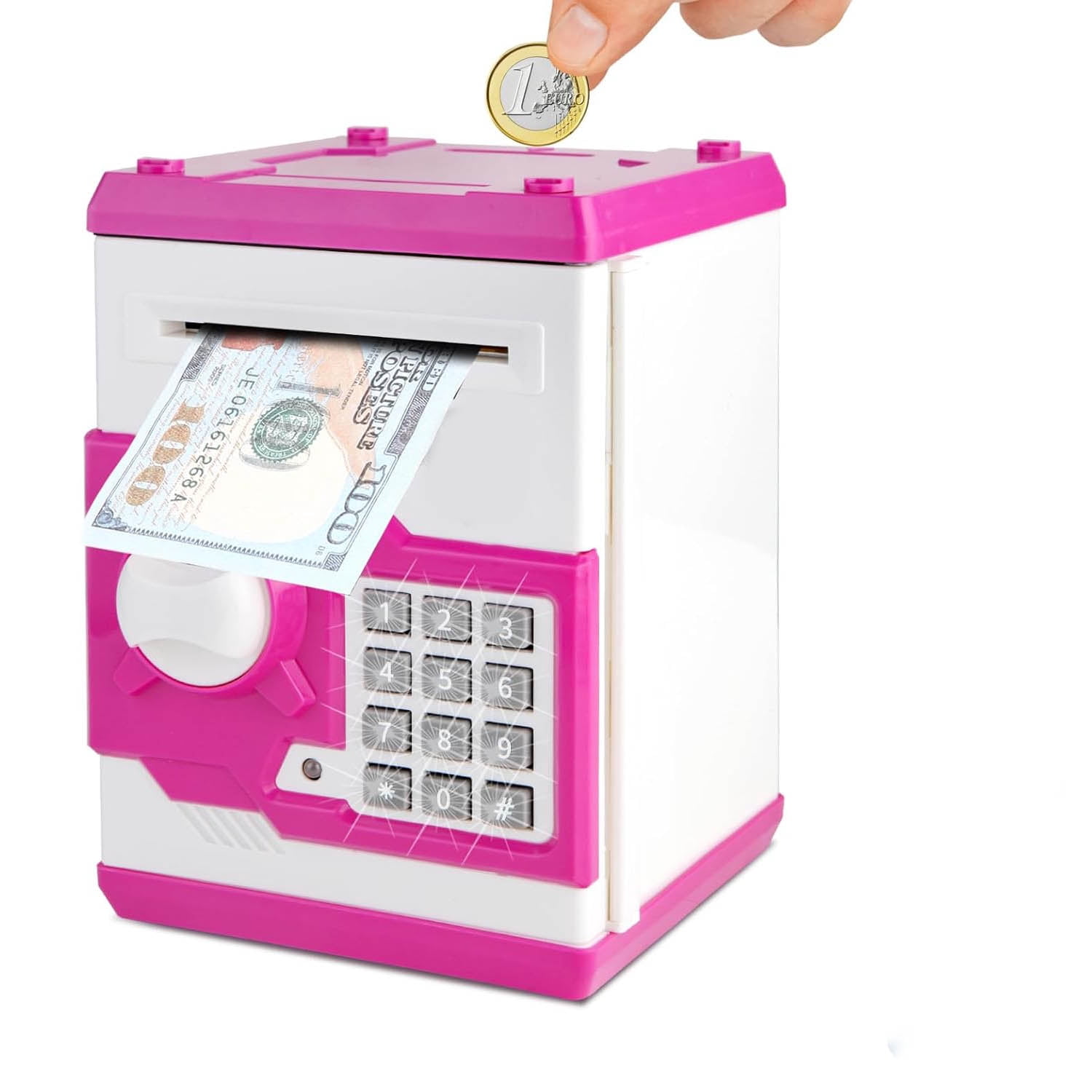 Electronic Piggy Bank, ATM Money Safe with Password Auto Cash Scroll ...