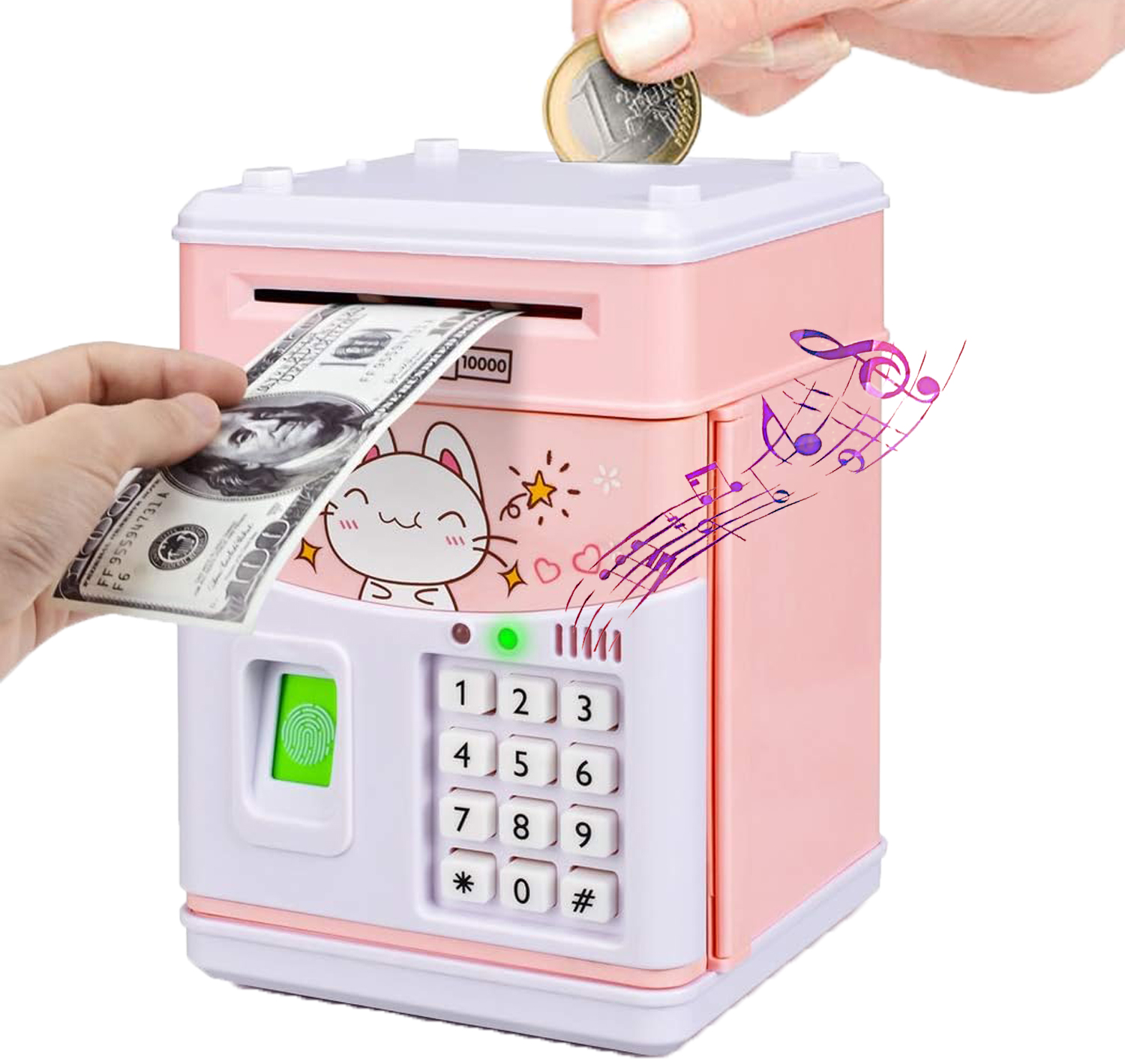 Pink ATM Savings Bank, Mini Kids ATM Savings Bank for Real Money, ATM ...