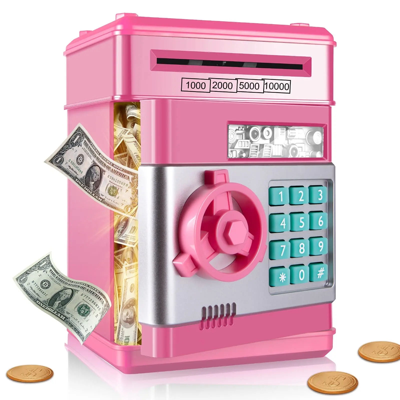 Electronic Piggy Bank for Kids, Cute Cash Coin Can ATM Bank for Real ...