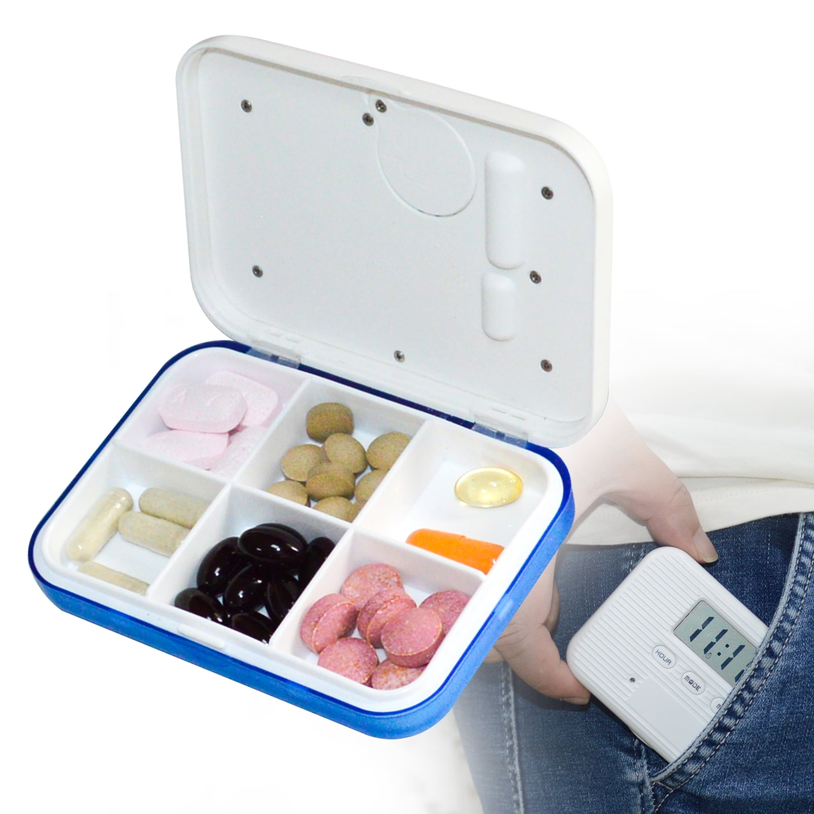 Walmart Electronic Daily Medicine Box, Timed Pill Dispenser with Alarm ...