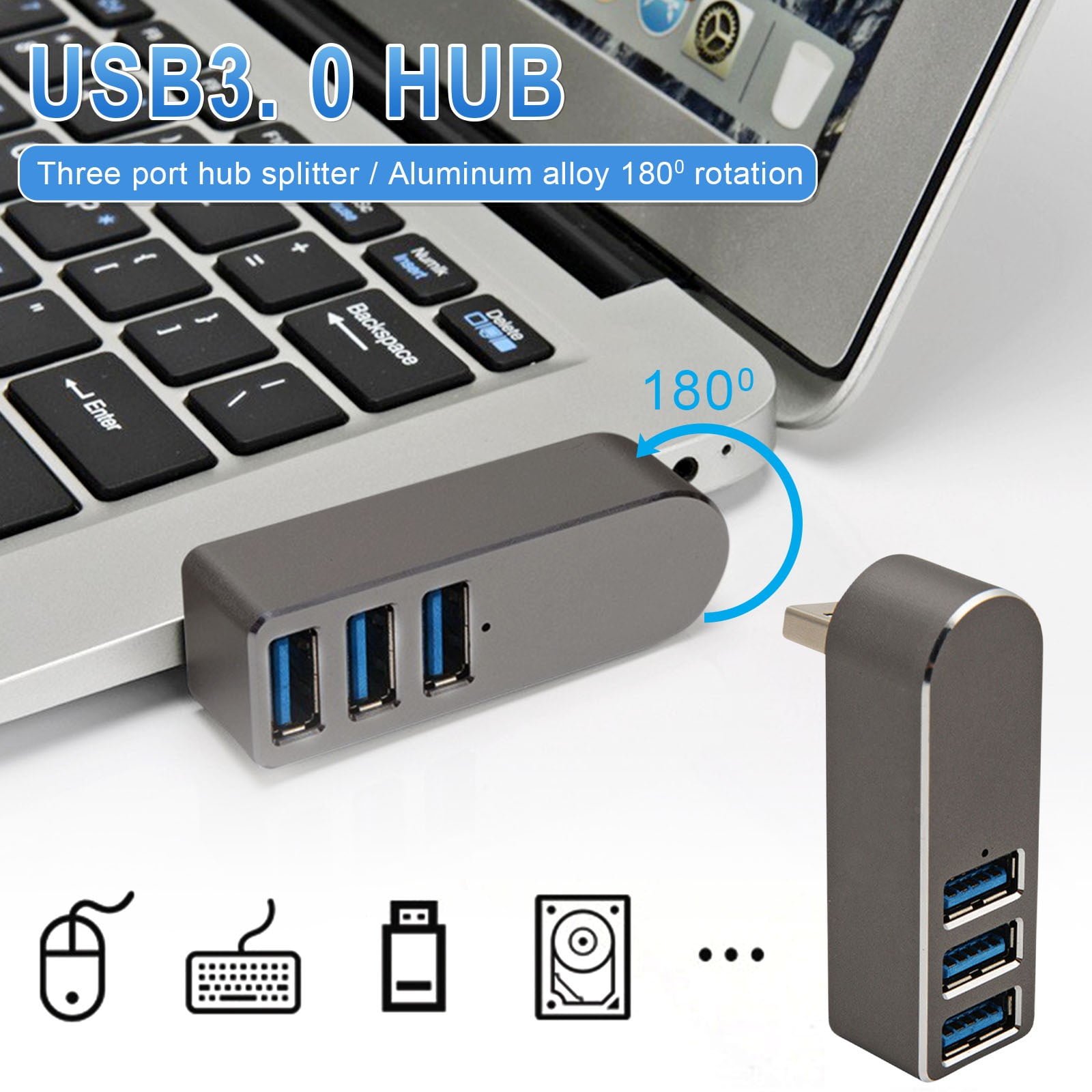 Electronic Products Jioakfa 3-Port Alu Num Usb 3.0 Hub [90°/180° Degree ...