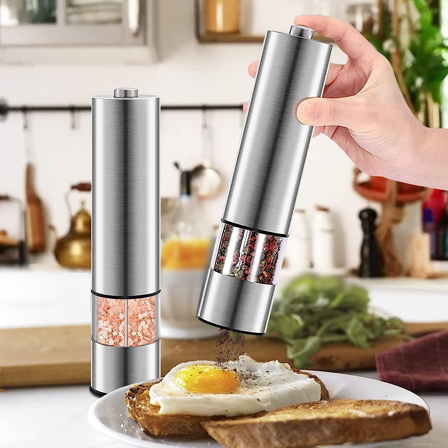 Electronic Salt Mill, Adjustable Electric Spice Grinder, Automatic One ...