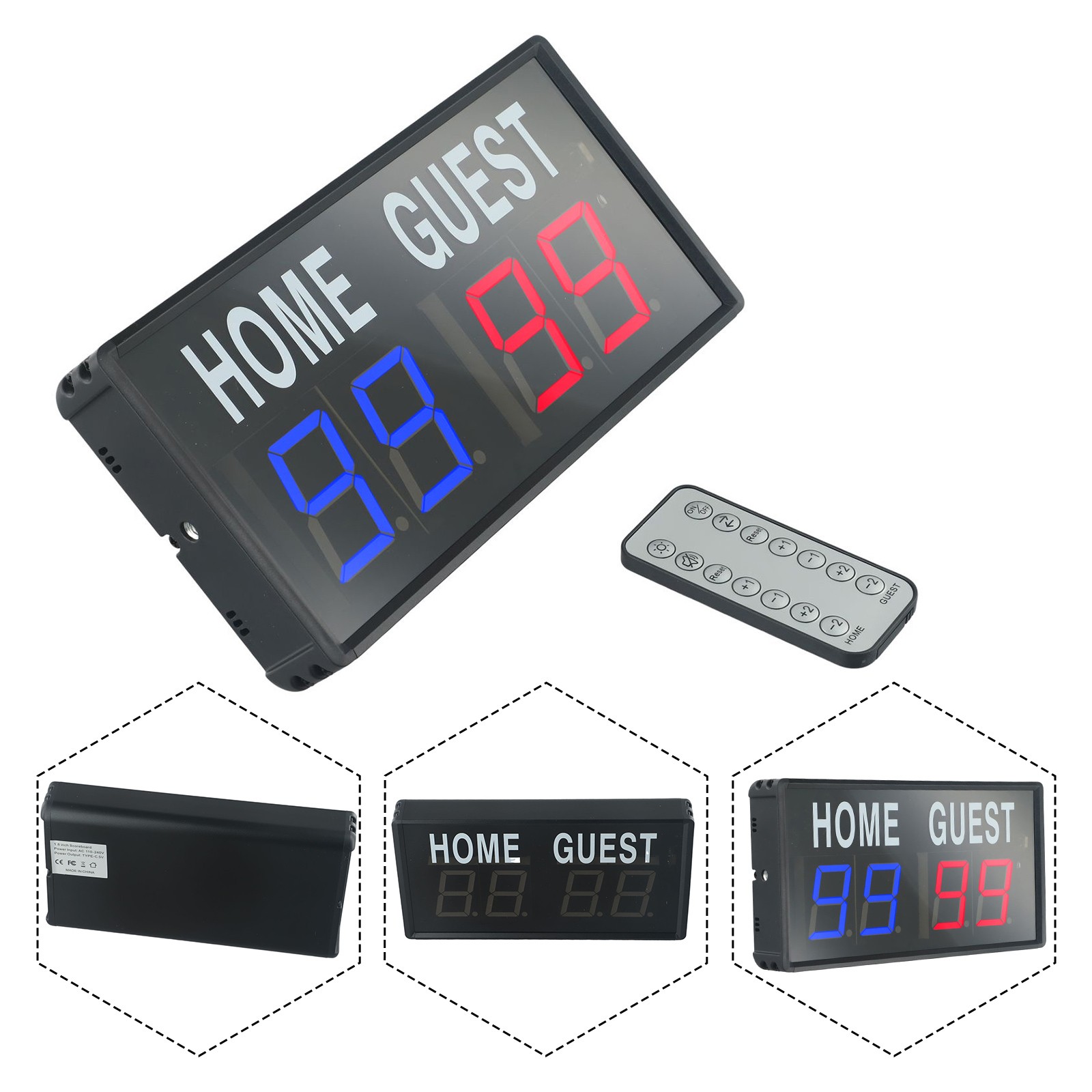 Electronic Scoreboard Remote Control Digital Tabletop Scoreboard Games ...