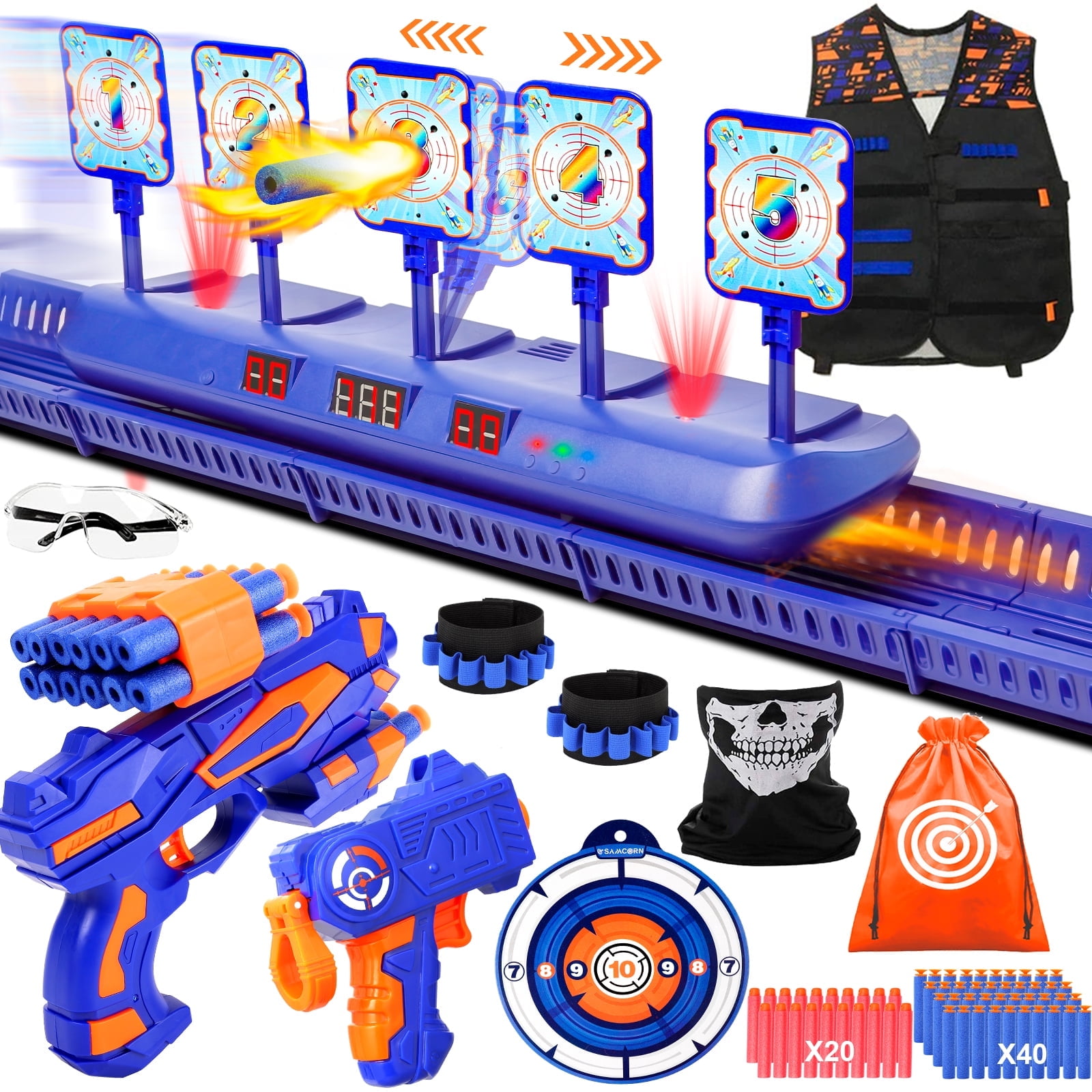 Electronic Shooting Target, Nerf Blaster Toys with 80 Refill Darts ...