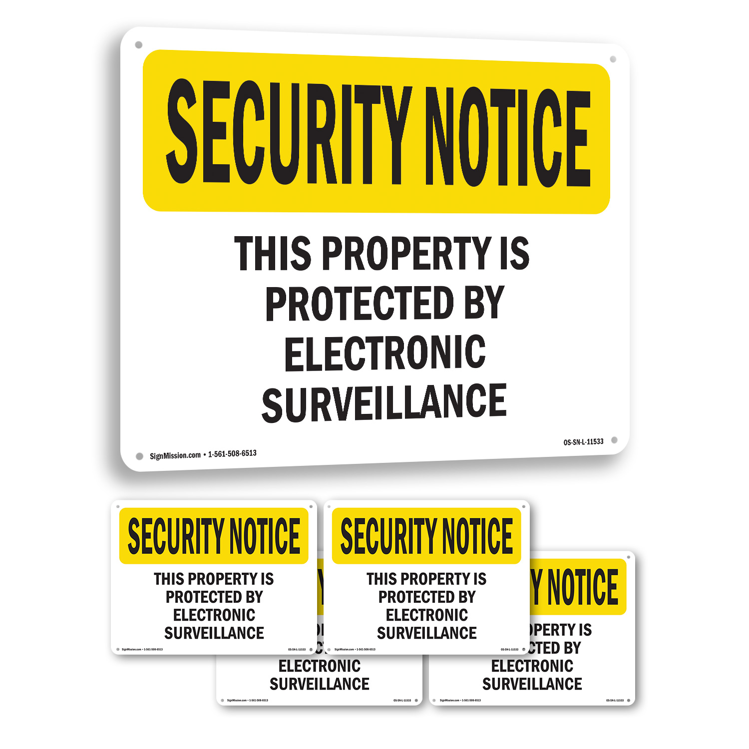 Electronic Surveillance OSHA Security Notice Rigid Plastic Sign 24 Inch ...