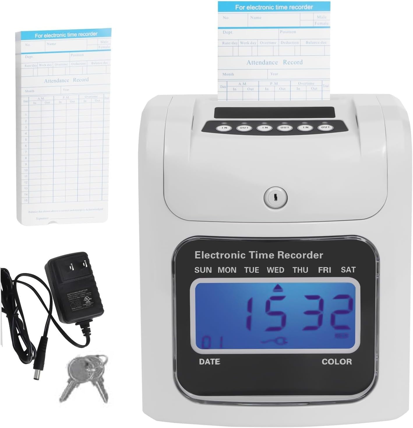Electronic Time Clock, Punch Time Clock, Auto-Align Time Clocks for Small Business with 50 Time ...