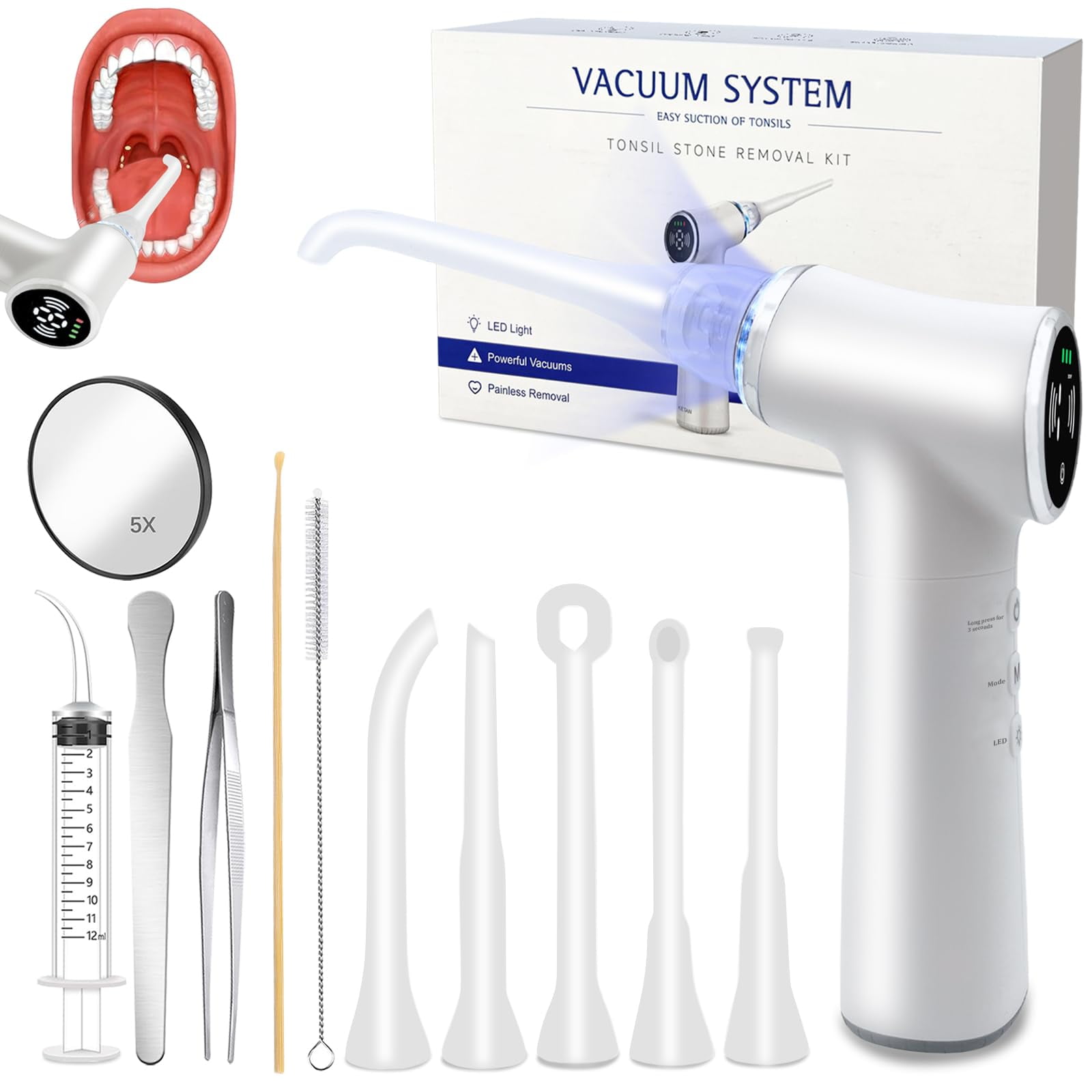 Electronic Tonsil Stone Remover STF9 Vacuum, 10 in 1 Tonsil Stone ...