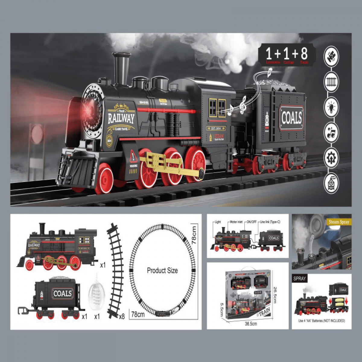 Electronic Train Set Under Christmas Tree with Smokes, Lights & Sound ...