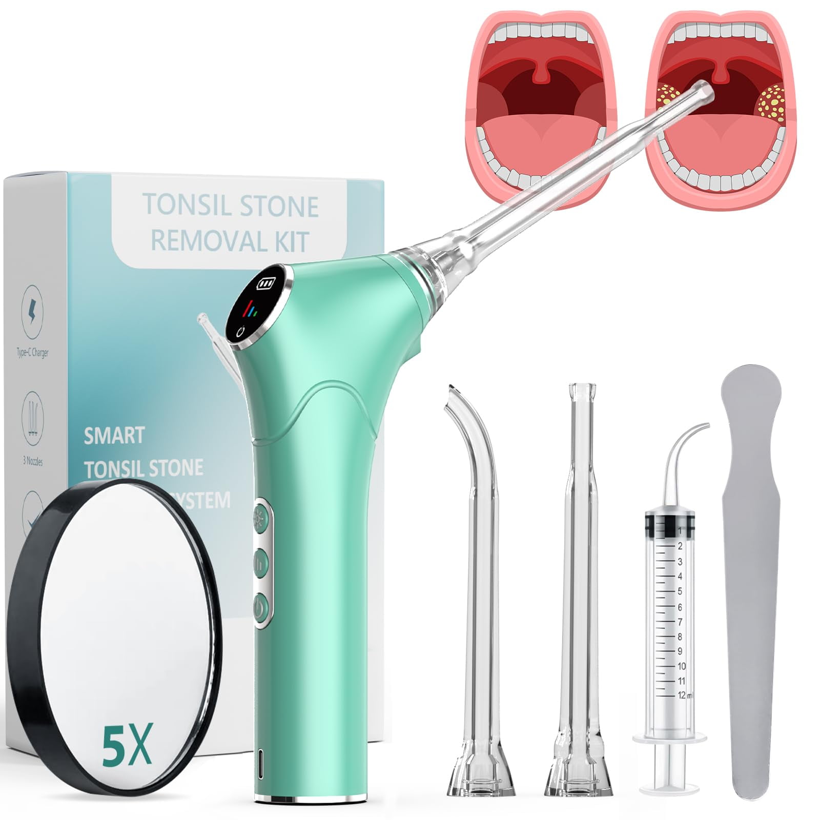 Electronic Vacuum Tonsil Stone RRF12 Remover - Tonsil Stone Kit with ...