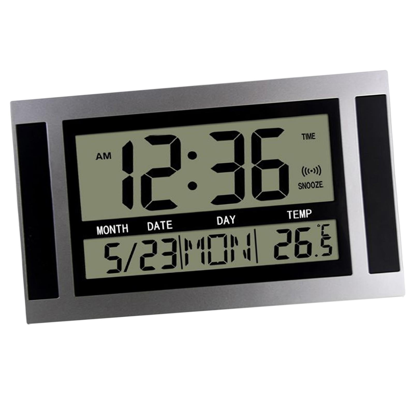 Electronic Wall Clocks Indoor Temperature with Snooze 12/24H Calendar ...