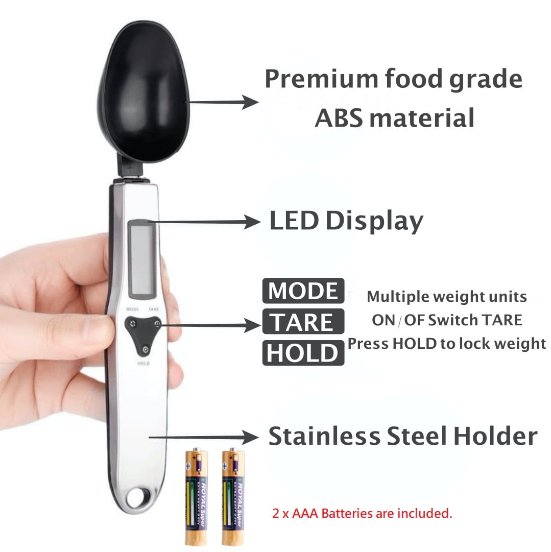 Electronic Weighted Spoon - Stainless Steel Digital Kitchen Scale, 500g ...