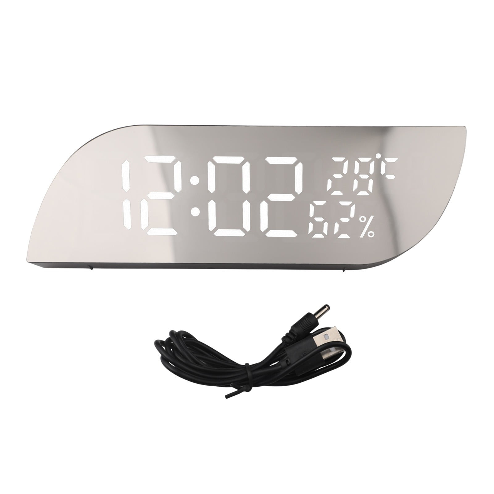 Electronic compact clock with mirror display, backlight,temperature and ...