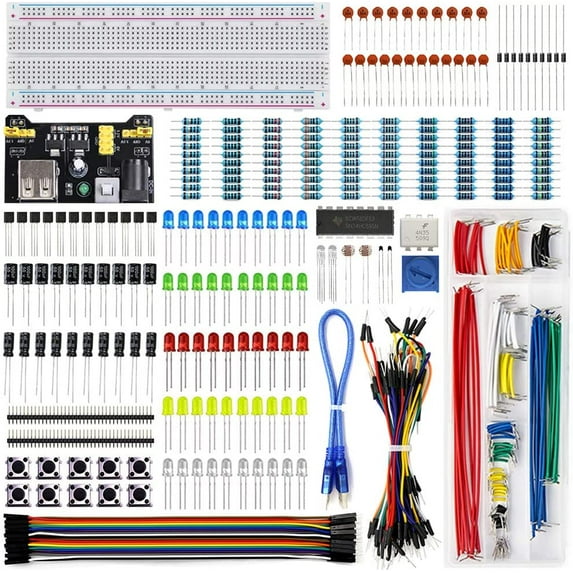 Electronics Component Fun Kit w/Power Supply Module, Jumper Wire, 830 ...