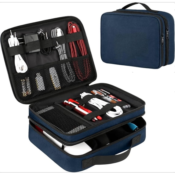 Electronics Organizer Travel Case, Water Resistant Cable Organizer Bag ...