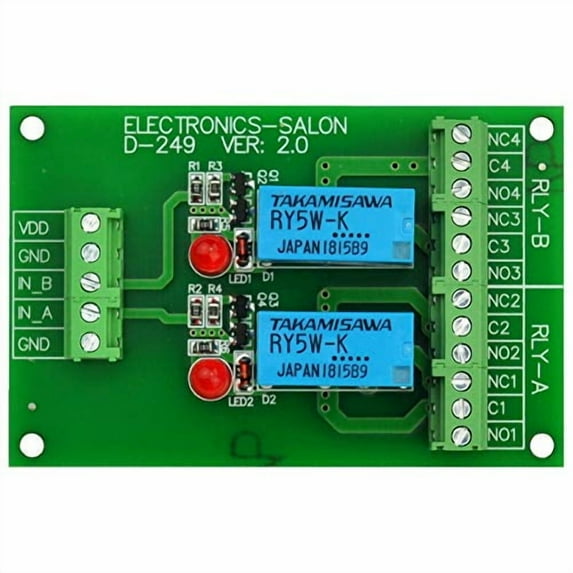 Electronics-Salon 2 DPDT Signal Relay Module Board, DC 5V Version, for ...