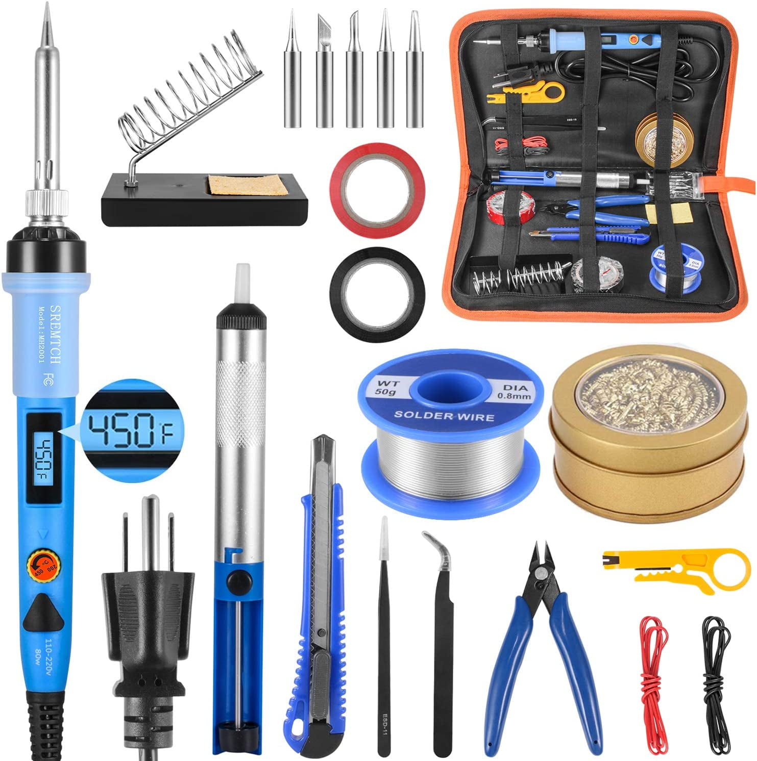 80W LCD Digital Soldering Iron Kit with Adjustable Temp, Fast Heating ...