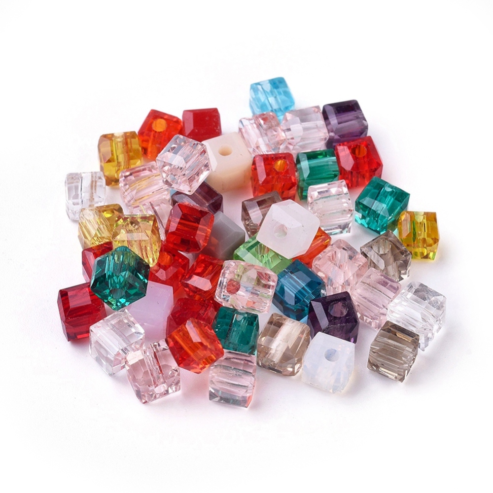 Electroplate Glass Beads Faceted Cube Mixed color 4x4x4mm Hole: 1mm ...