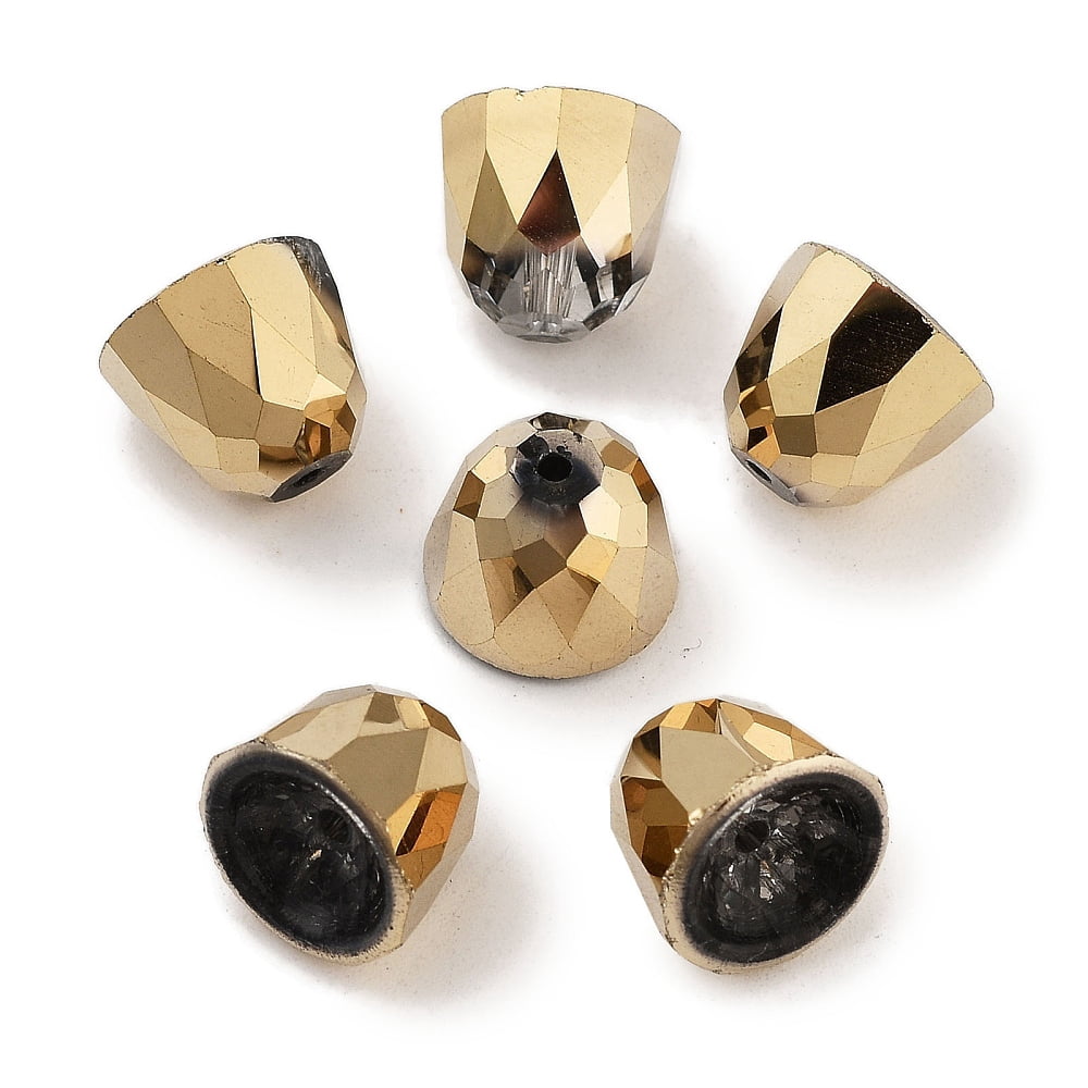Electroplate Glass Beads Full Plated Bell Faceted Gold 10.5x9mm Hole: 1 ...