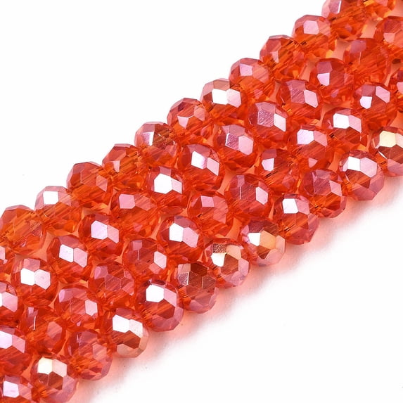 Electroplate Glass Beads Strands AB Color Plated Faceted Rondelle ...