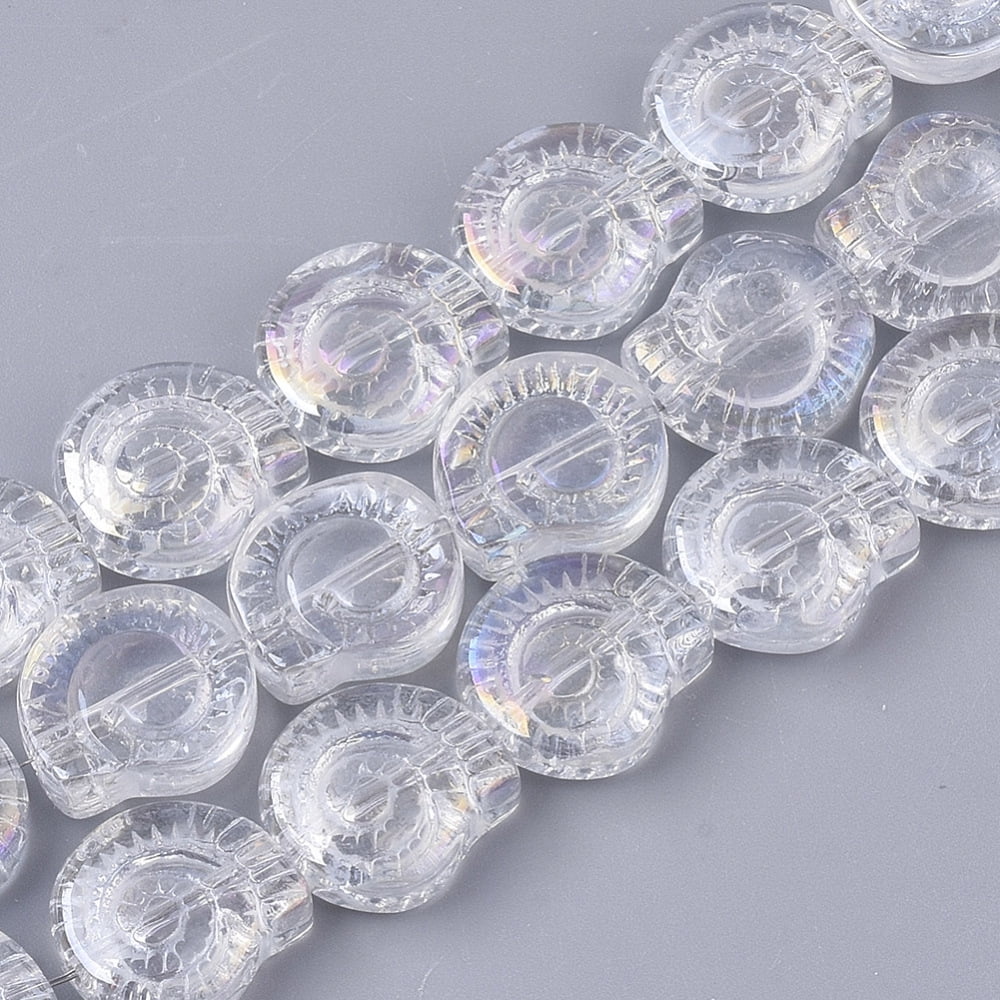 Electroplate Glass Beads Strands AB Color Plated Spiral Shell Shape ...